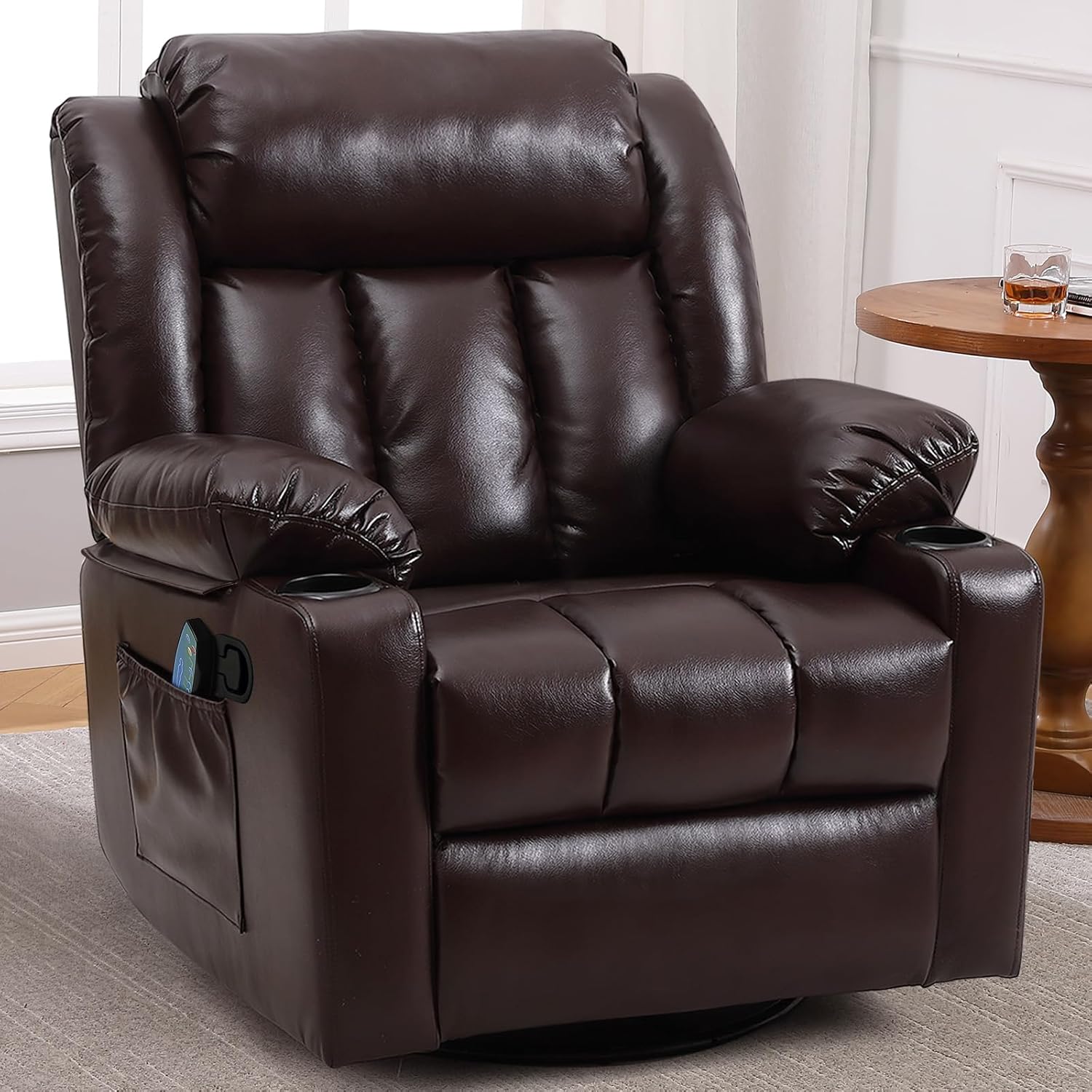 Rocker Swivel Recliner Chair for Adults, Overstuffed Large Manual ...