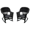 Jeco Black Resin Wicker Rocking Patio Chair Set of 2 - Outdoor Balcony ...