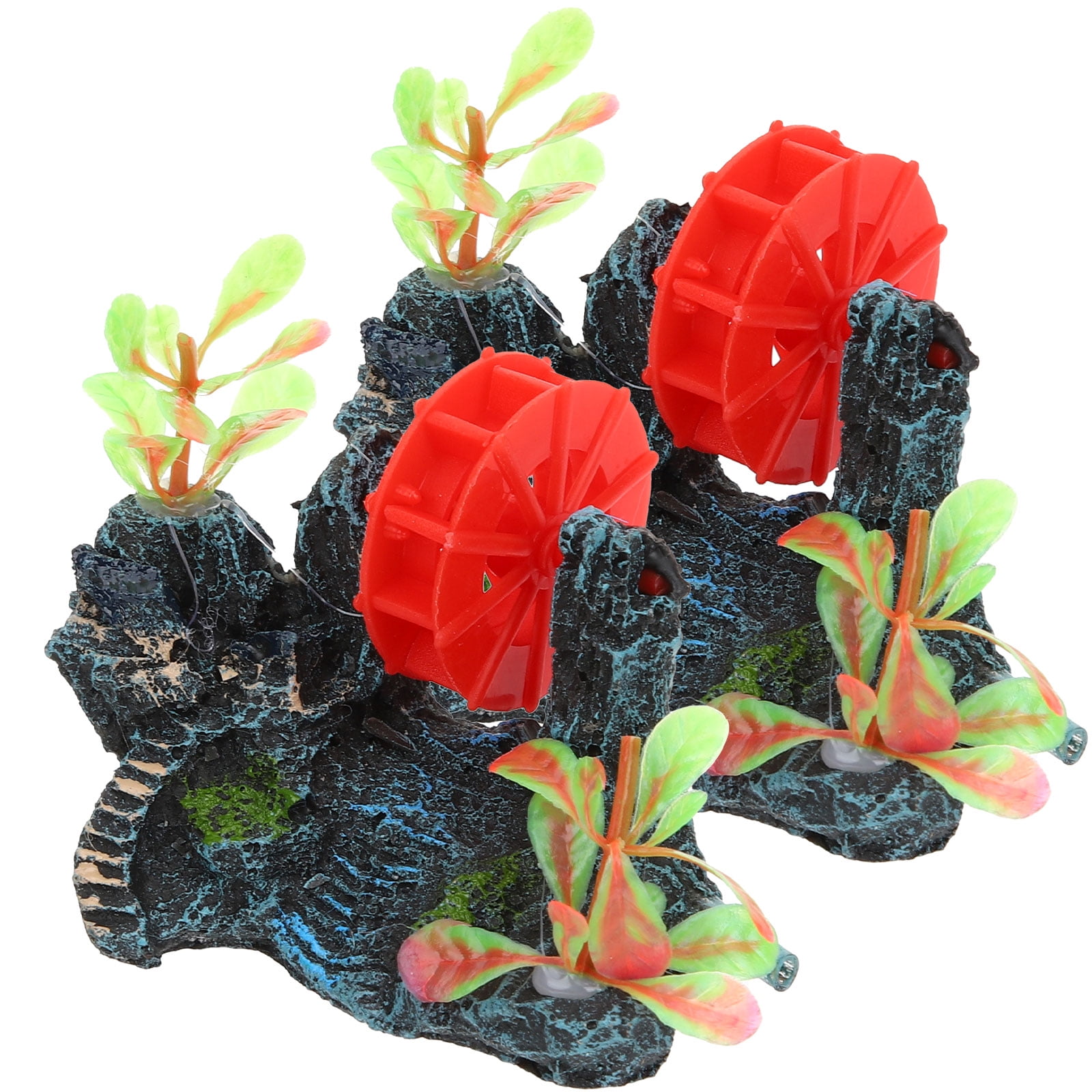 Rockery Fish Tank Decor Shelter Aquarium Water Wheel Mountain ...