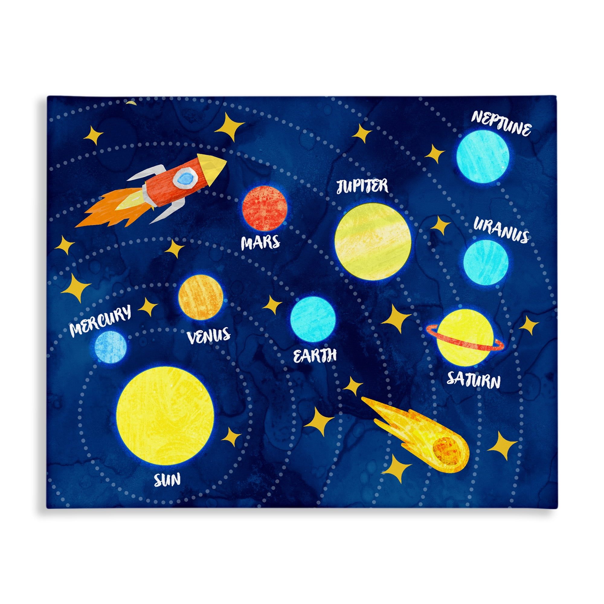 Rocket Across Solar System Canvas Wall Art, design by Daphne Polselli ...
