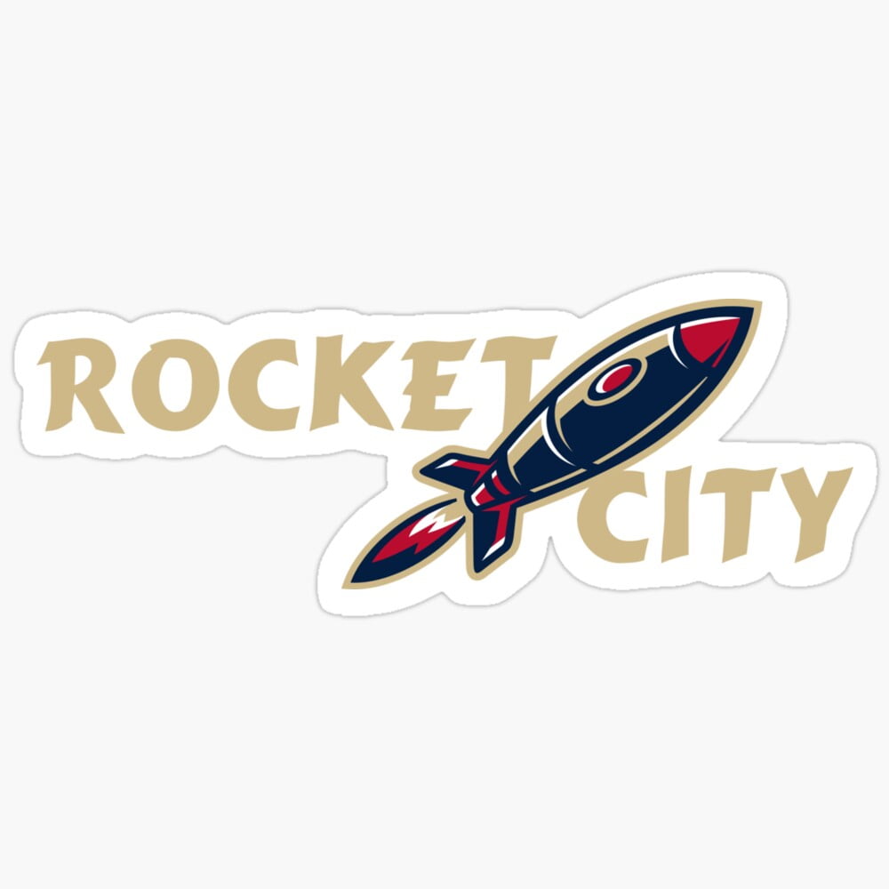 Rocket City Rockets Fan Gear - Gold Sticker Phone Decal Water Bottle ...