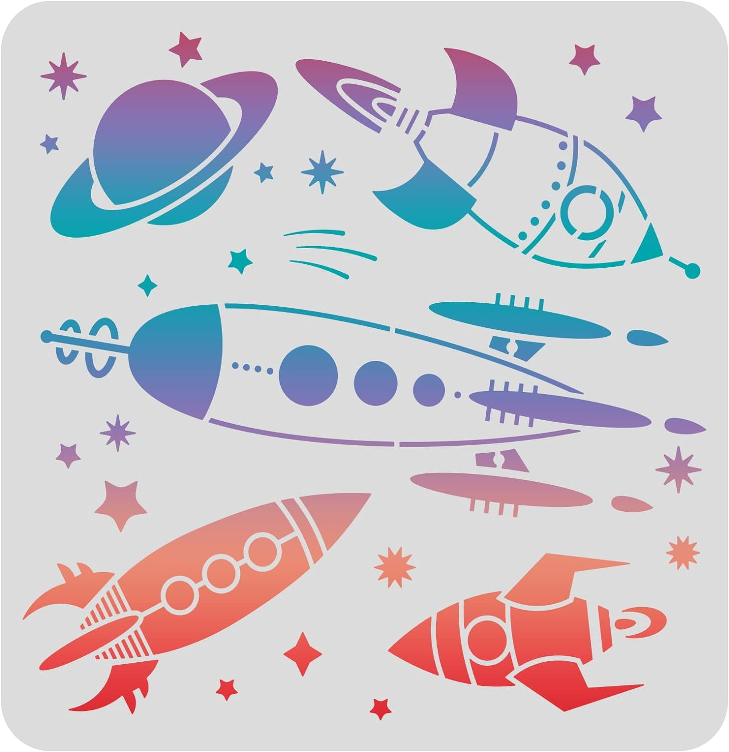 Rocket Drawing Painting Stencil Template 11.8x11.8inch Pattern Plastic ...