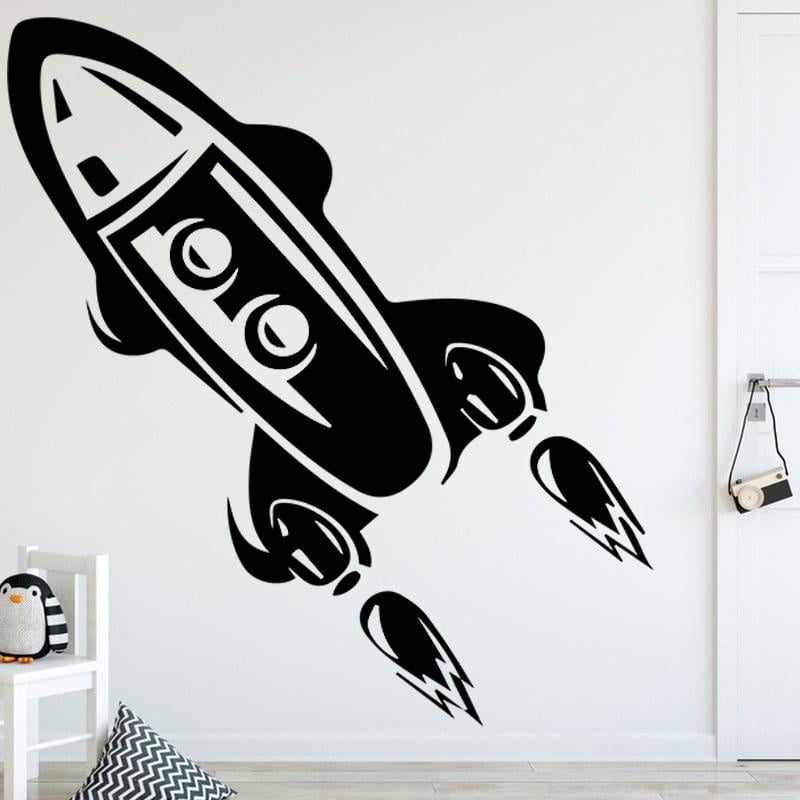 Rocket Height Vinyl Wall Sticker Livingroom Growth Chart Height Measure ...