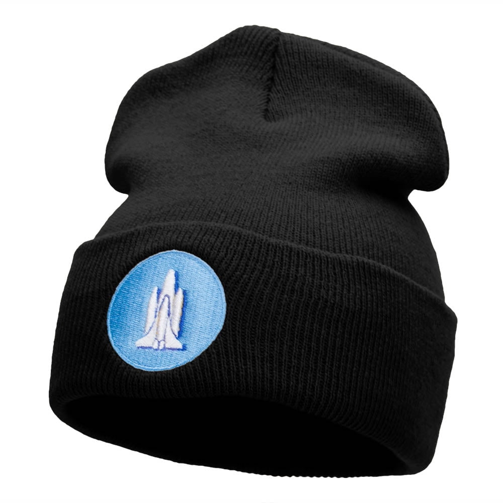 Rocket Insignia Embroidered Long Beanie Made in USA - Black OSFM ...