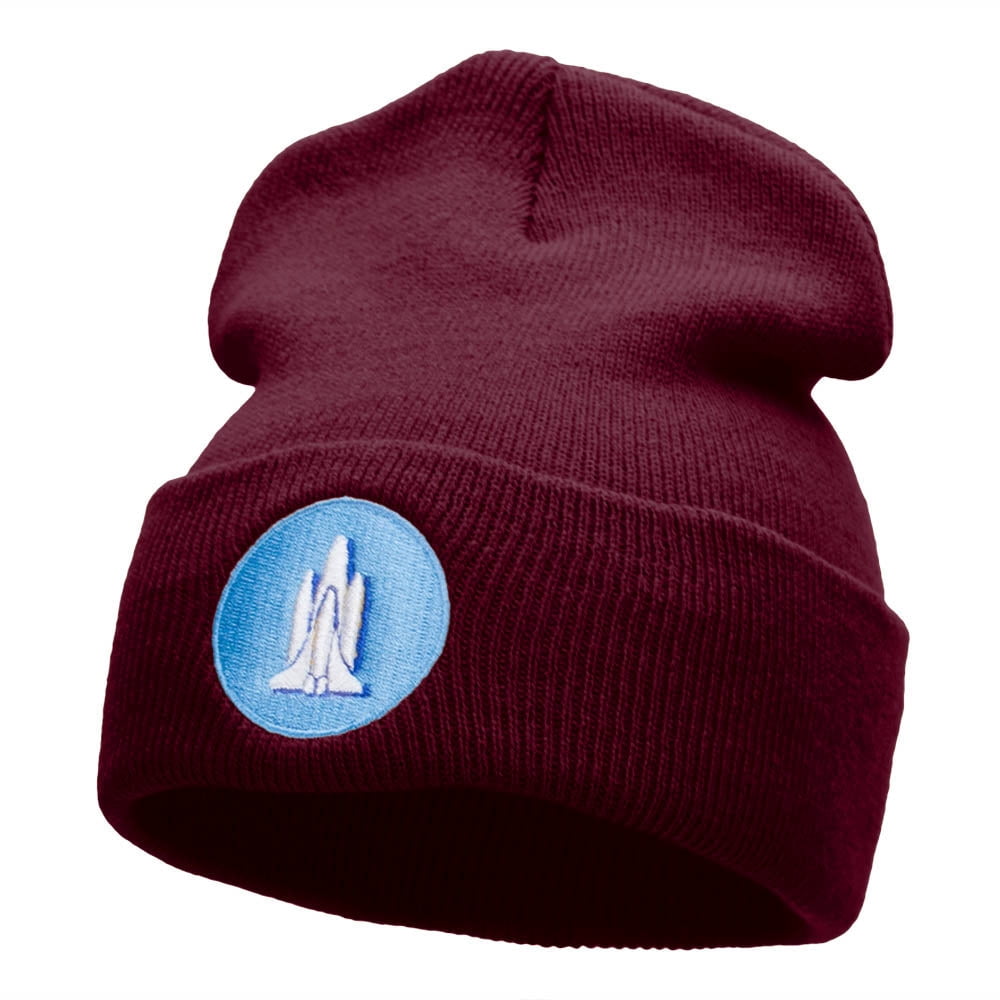 Rocket Insignia Embroidered Long Beanie Made in USA - Burgundy OSFM ...