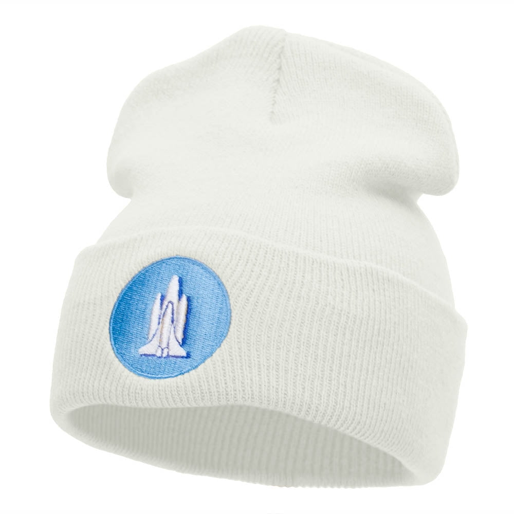 Rocket Insignia Embroidered Long Beanie Made in USA - White OSFM ...