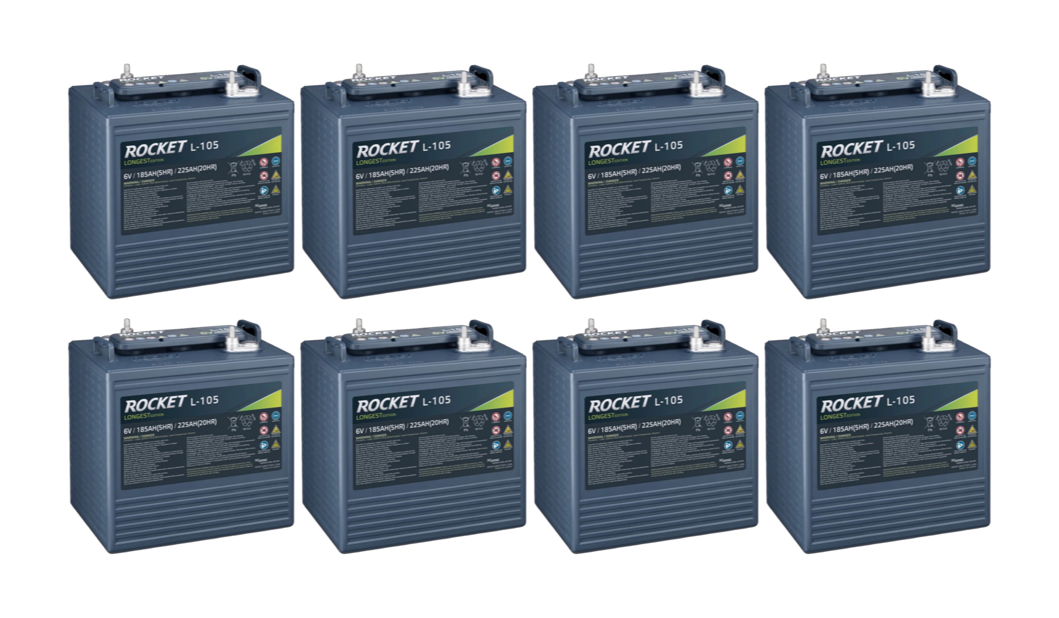 Rocket L-105 225Ah 6V Golf Cart Battery - Replaces Trojan T-105 | T-605 ...