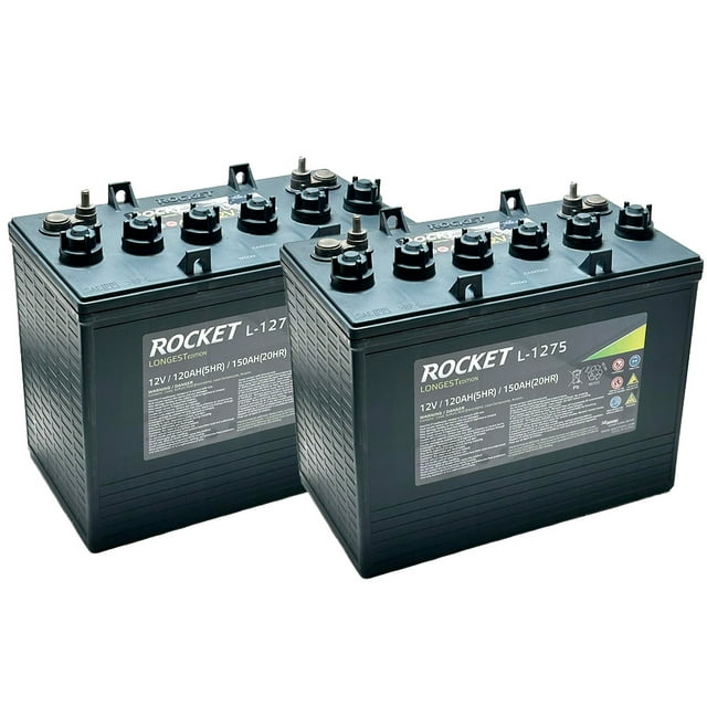 Rocket L-1275 150Ah 12V GC Battery - Replaces Trojan T-1275 Plus (Set of 2) - Walmart.com