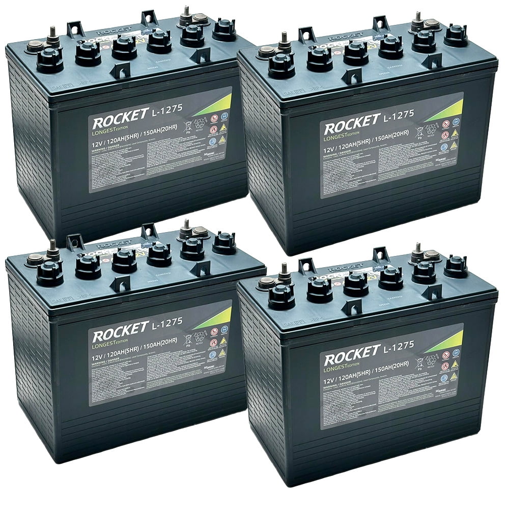 Rocket L-1275 150Ah 12V GC Battery - Replaces Trojan T-1275 Plus (Set ...
