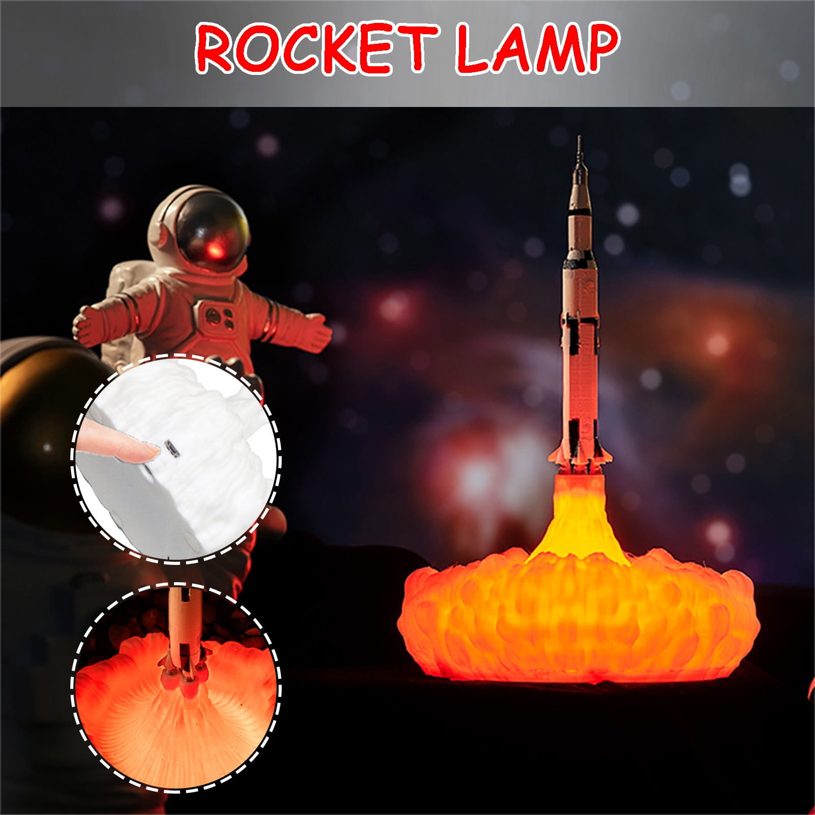 Rocket LED Night Light - Realistic Spaceship Lamp for Kids and Adults ...