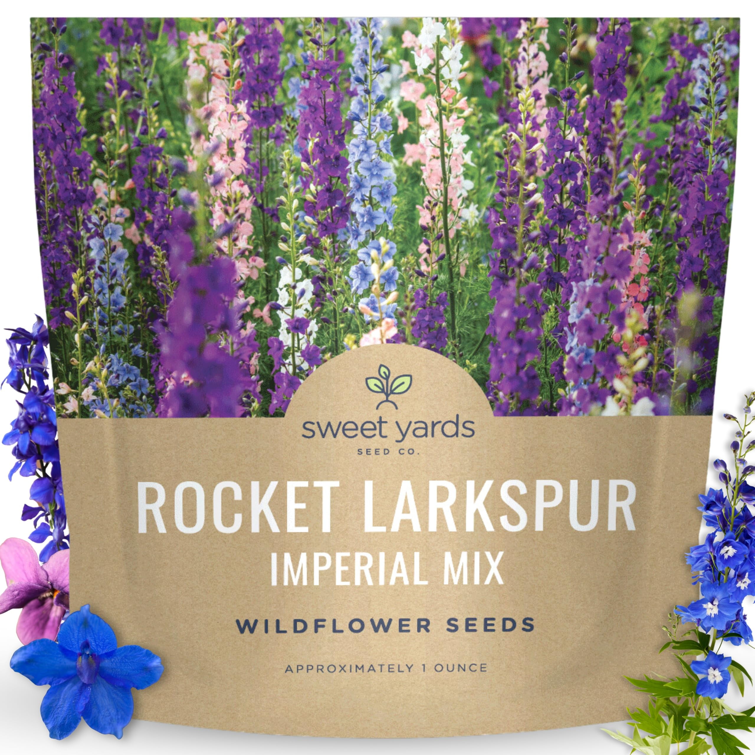Rocket Larkspur - Imperial Mix - MVR1 Large 1 Ounce Packet - 8,000 ...