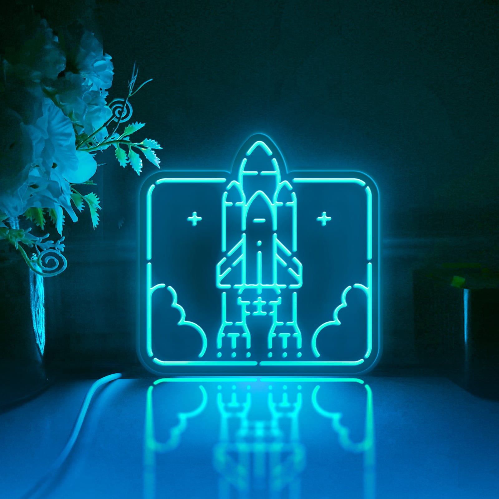 Rocket Launch Led Light Box, Dimmable Neon-Like Light Signs USB Power ...