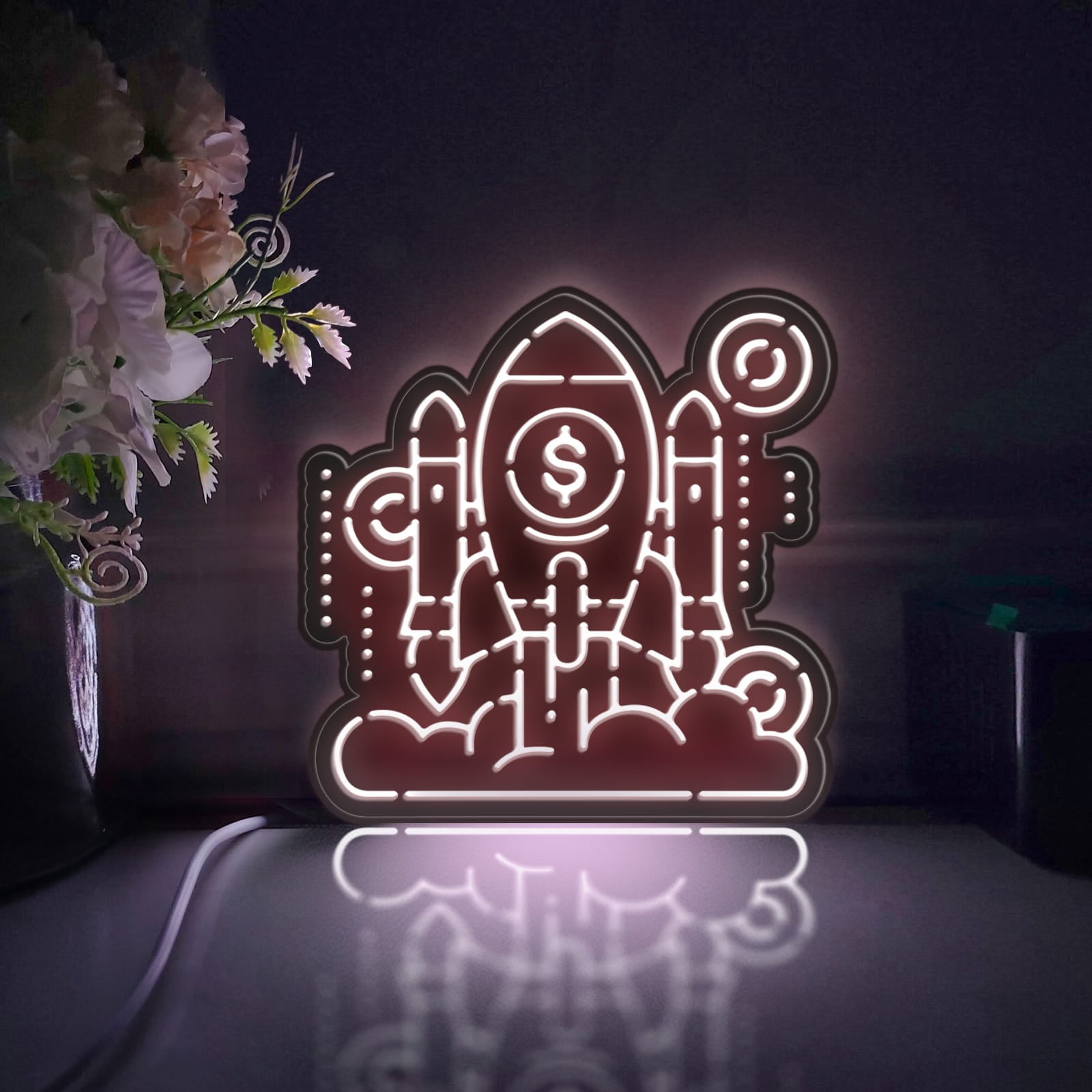 Rocket Launch Led Light Box, Dimmable Neon-Like Light Signs USB Power ...