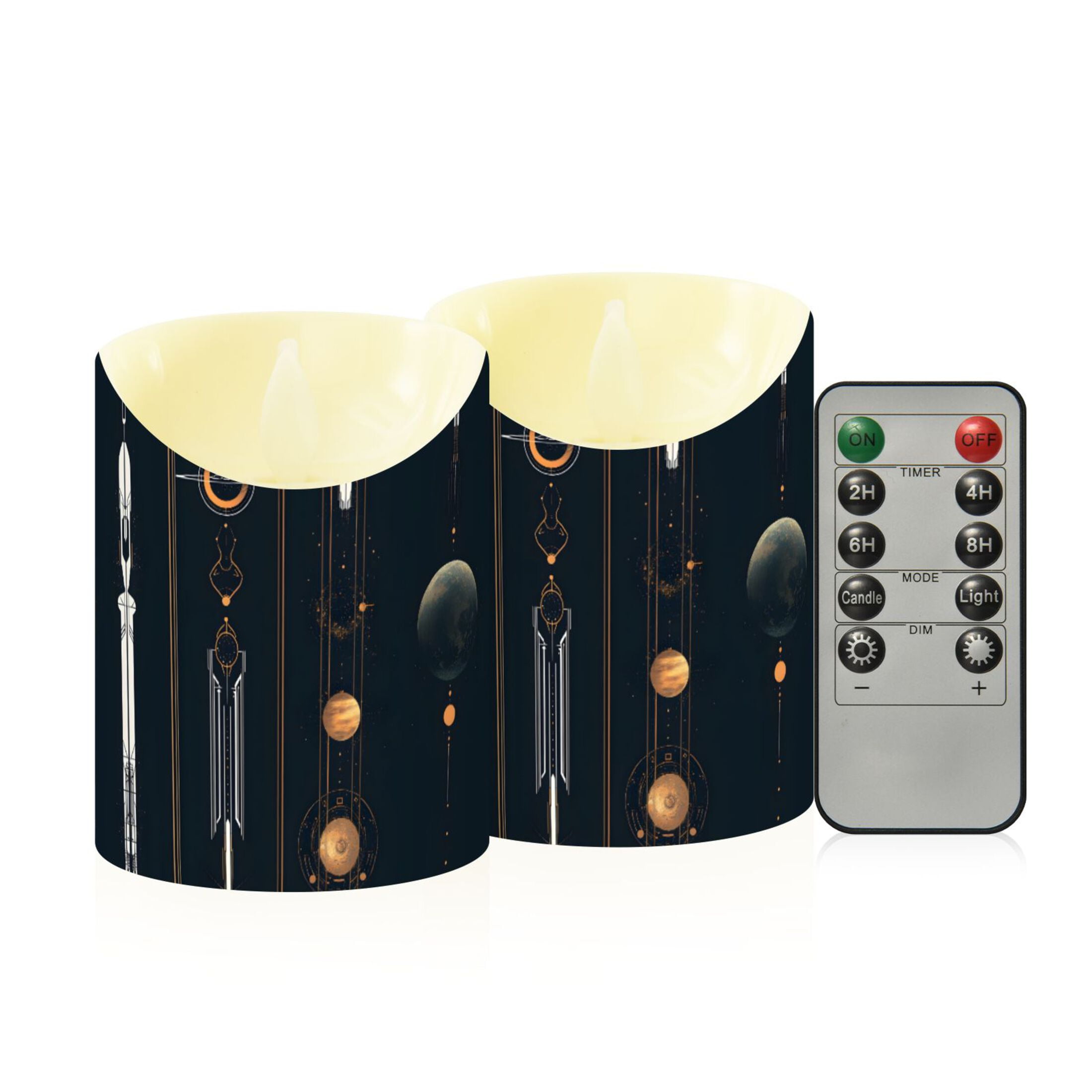 Rocket Launch Pattern Flameless Candles 2 PCS with Remote Realistic ...