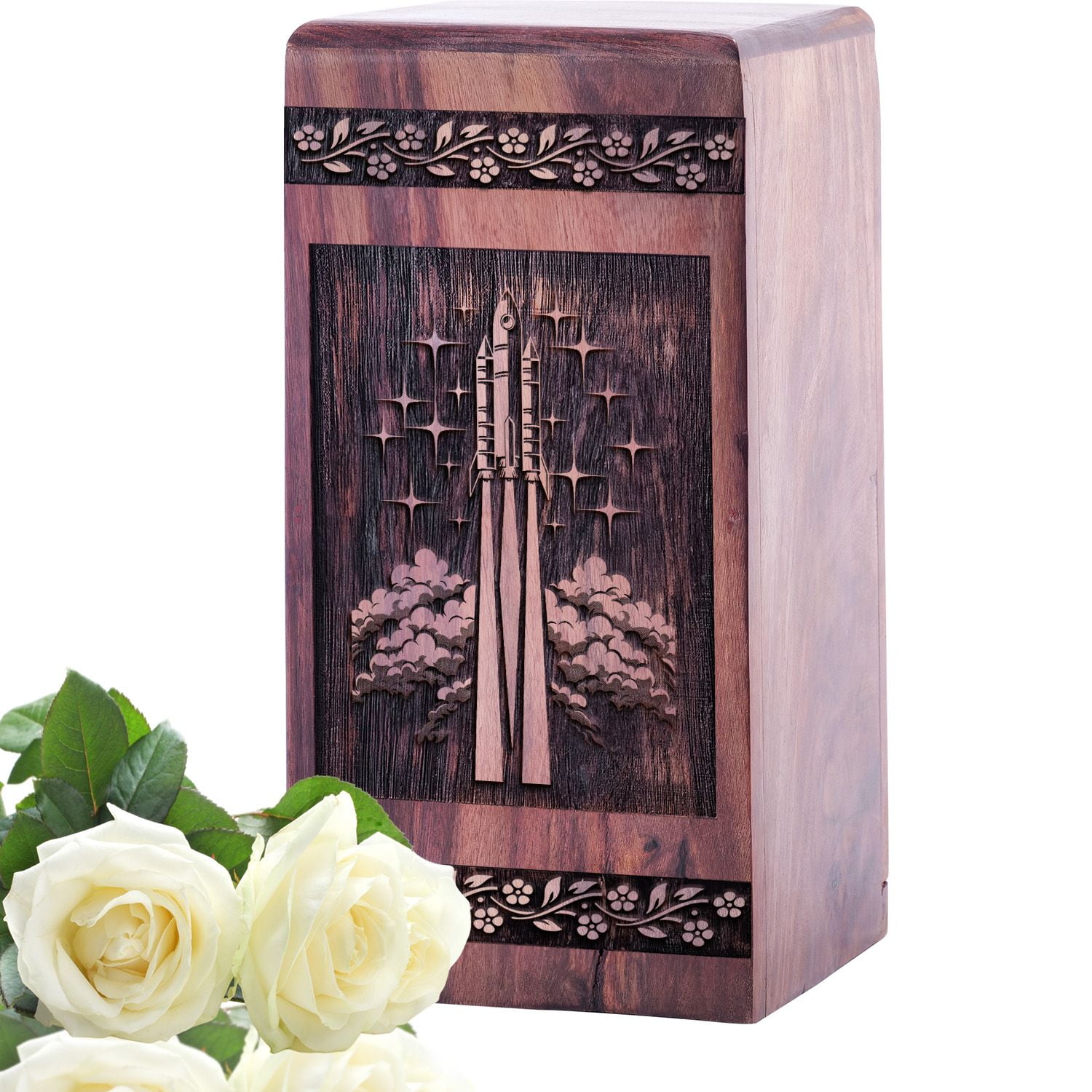Rocket Launch Urn - Burial Urns For Adult Human Ashes - Wooden Urn For ...