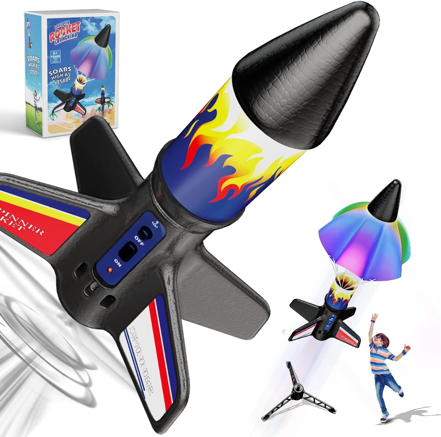 Rocket Launcher for Kids - Electric Flying Model Rocket with Parachute ...