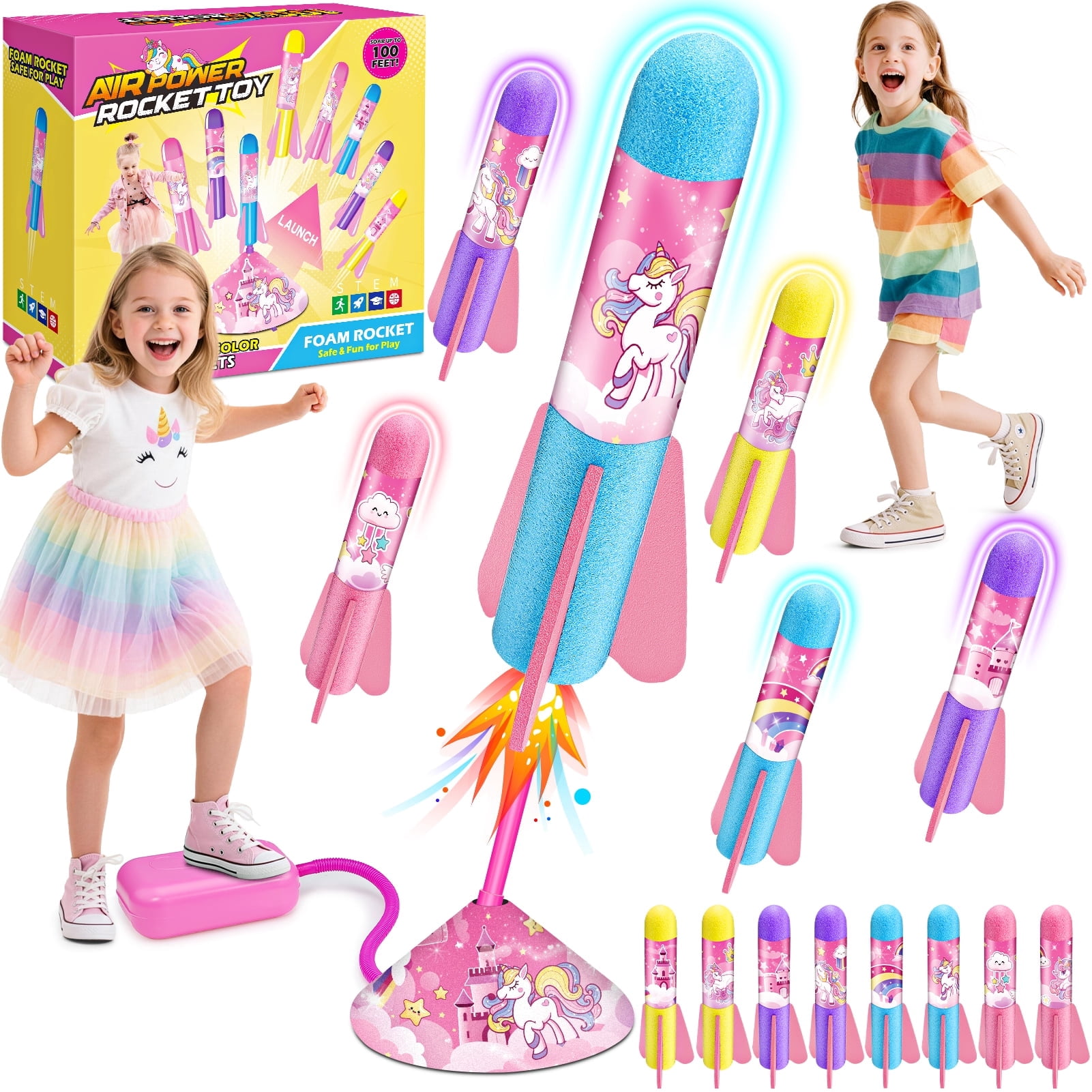 Rocket Launcher for Kids, Unicorn Launcher with 8 Rockets, Outdoor Toys ...