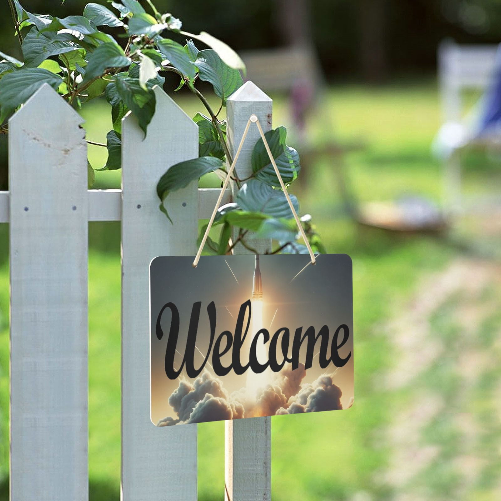 Rocket Launching Welcome Sign for Front Door Porch Wreath Door Sign ...