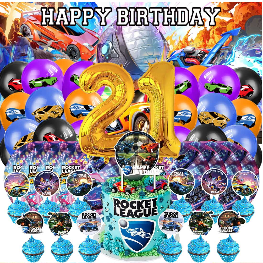 Rocket League Balloons Party Supplies 21th Decor Tableware Birthday ...