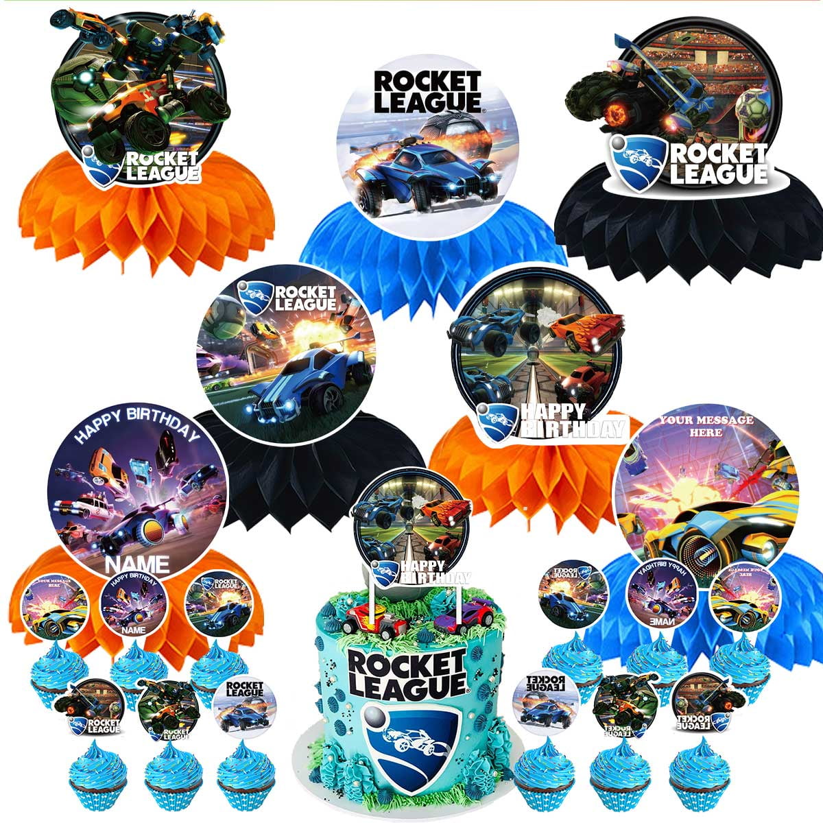Rocket League Party Decor Supplies Honeycomb Centerpieces Table Toppers ...