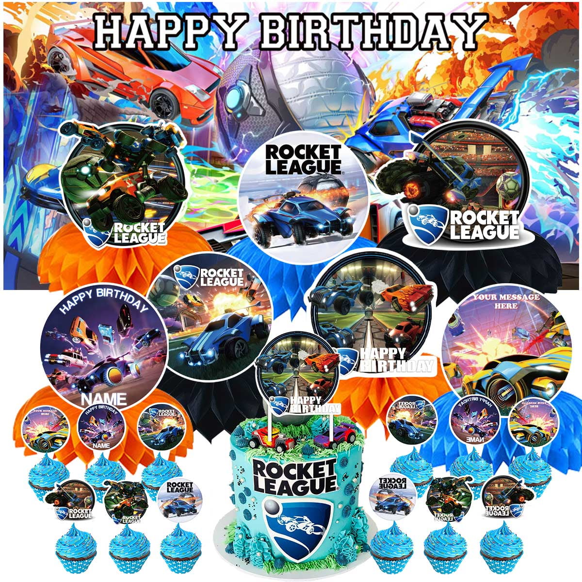 Rocket League Party Decorations Decor Supplies Honeycomb Centerpieces ...