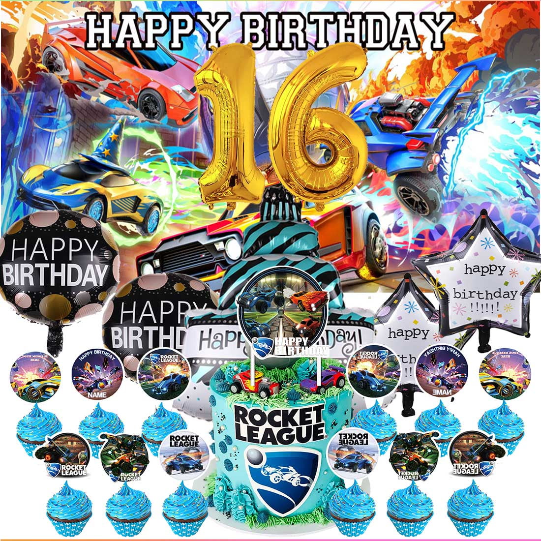 Rocket League Party Supplies Decor 16th Kit Balloons Birthday Cake ...