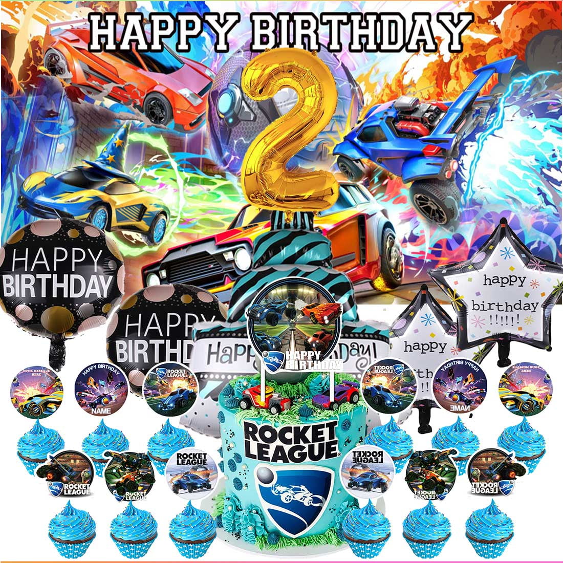 Rocket League Party Supplies Decor 2nd Kit Balloons Birthday Cake ...