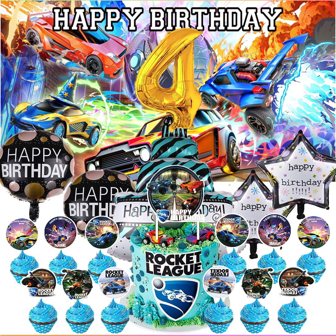 Rocket League Party Supplies Decor 4th Kit Balloons Birthday Cake ...