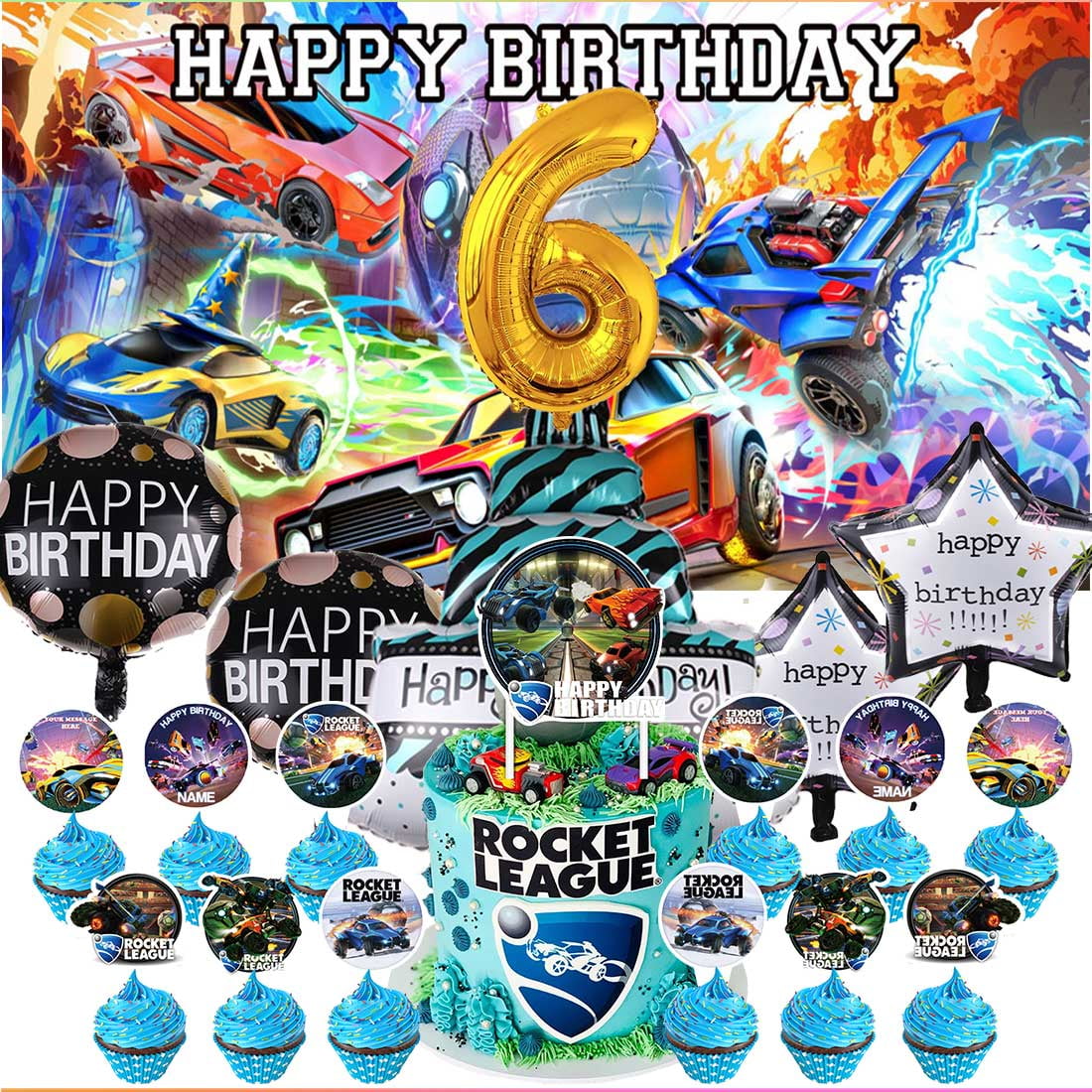 Rocket League Party Supplies Decor 6th Kit Balloons Birthday Cake ...