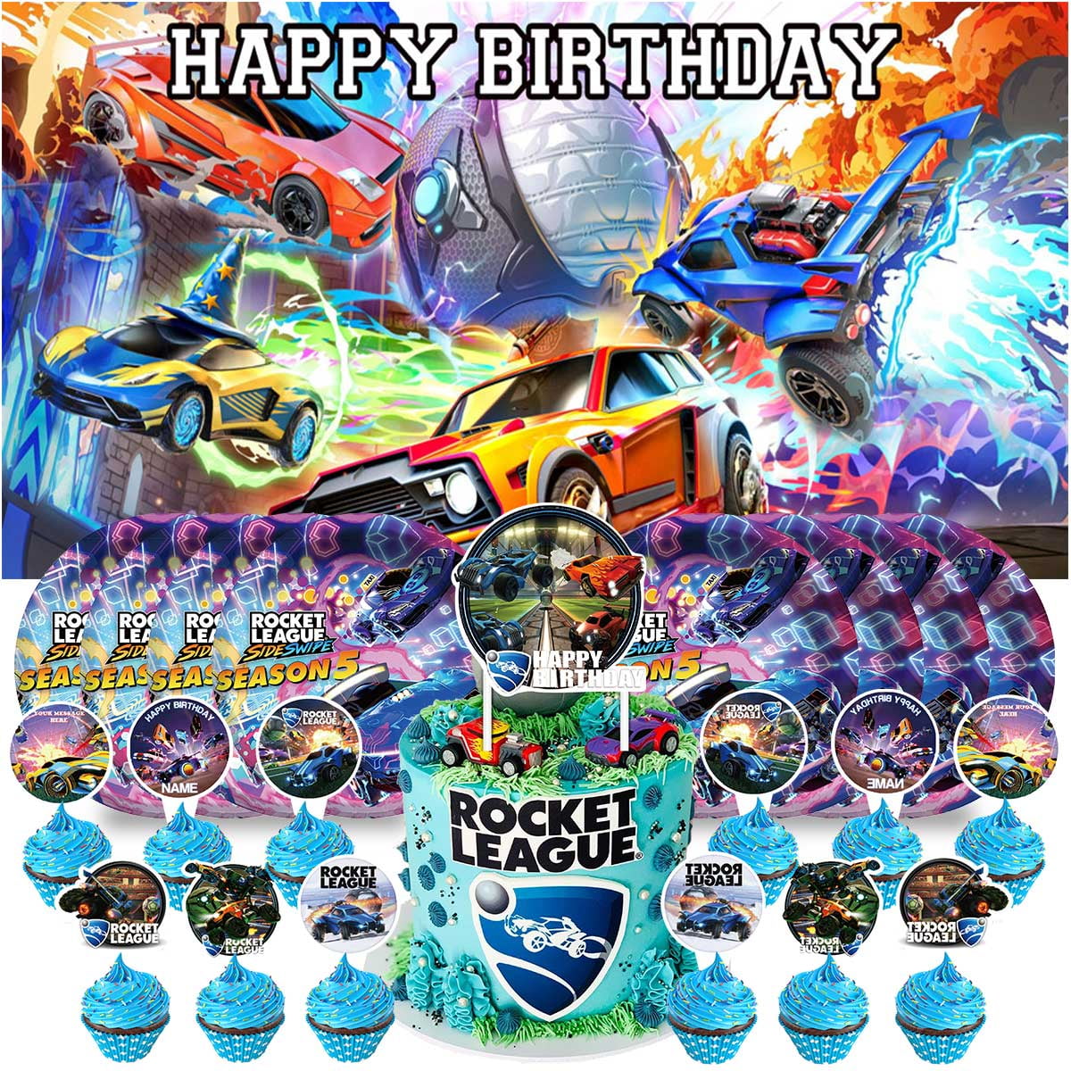 Rocket League Plates Supplies Party Decorations Birthday Decor Backdrop ...