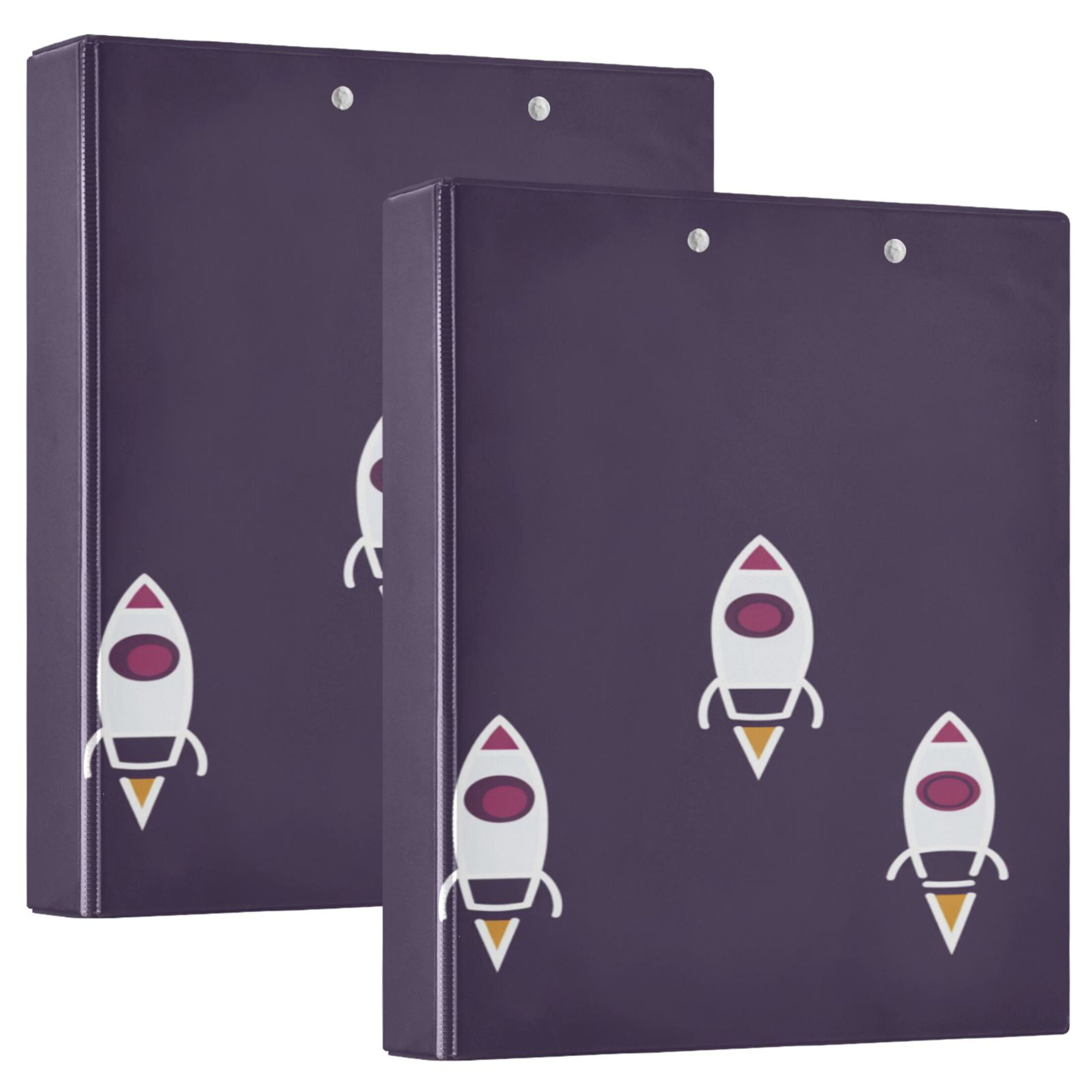 Rocket Pattern 12.4x10.6in PVC Round Ring Binder, D-Ring 3-Hole, Metal ...