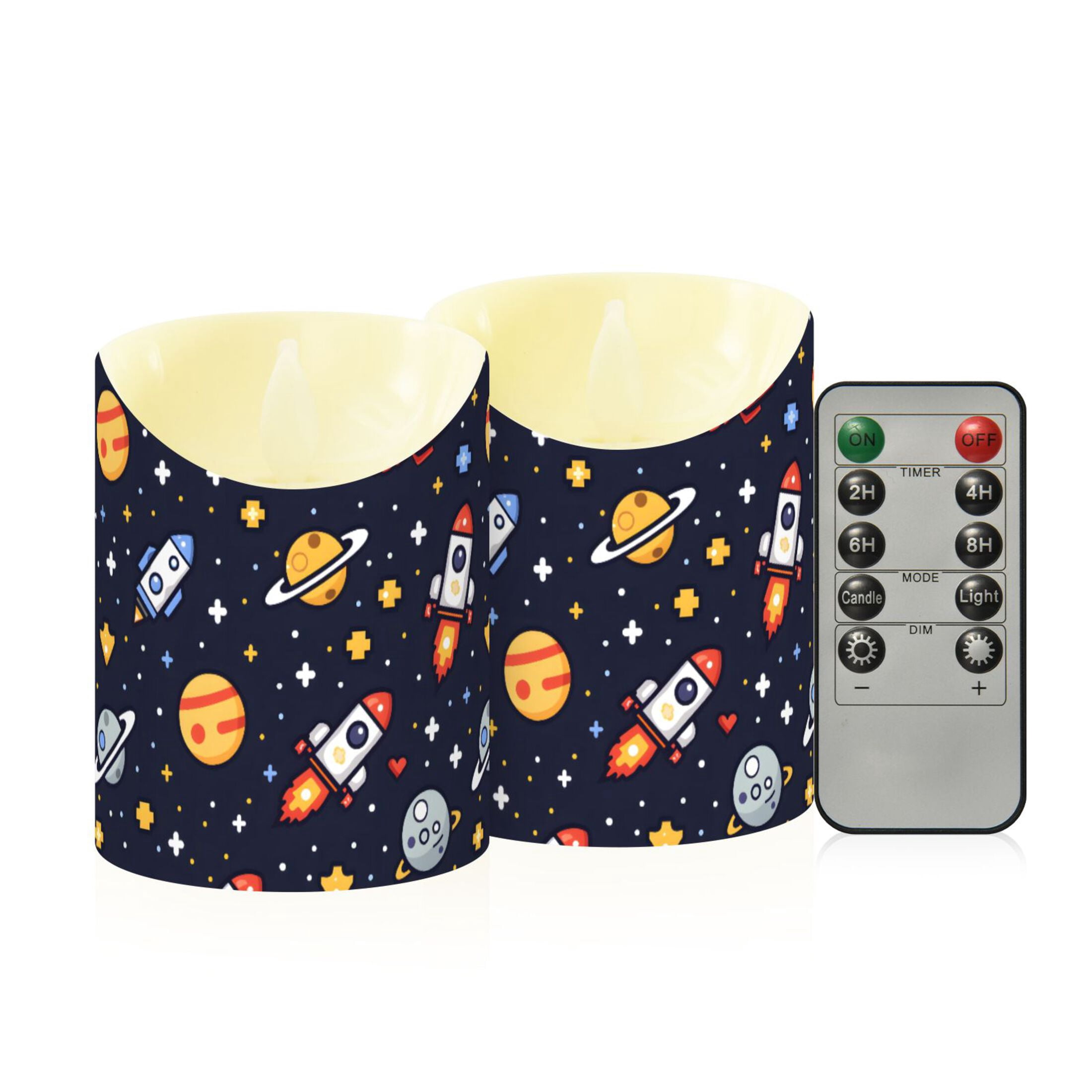 Rocket Pixel Style Flameless Candles 2 PCS with Remote Realistic Moving ...