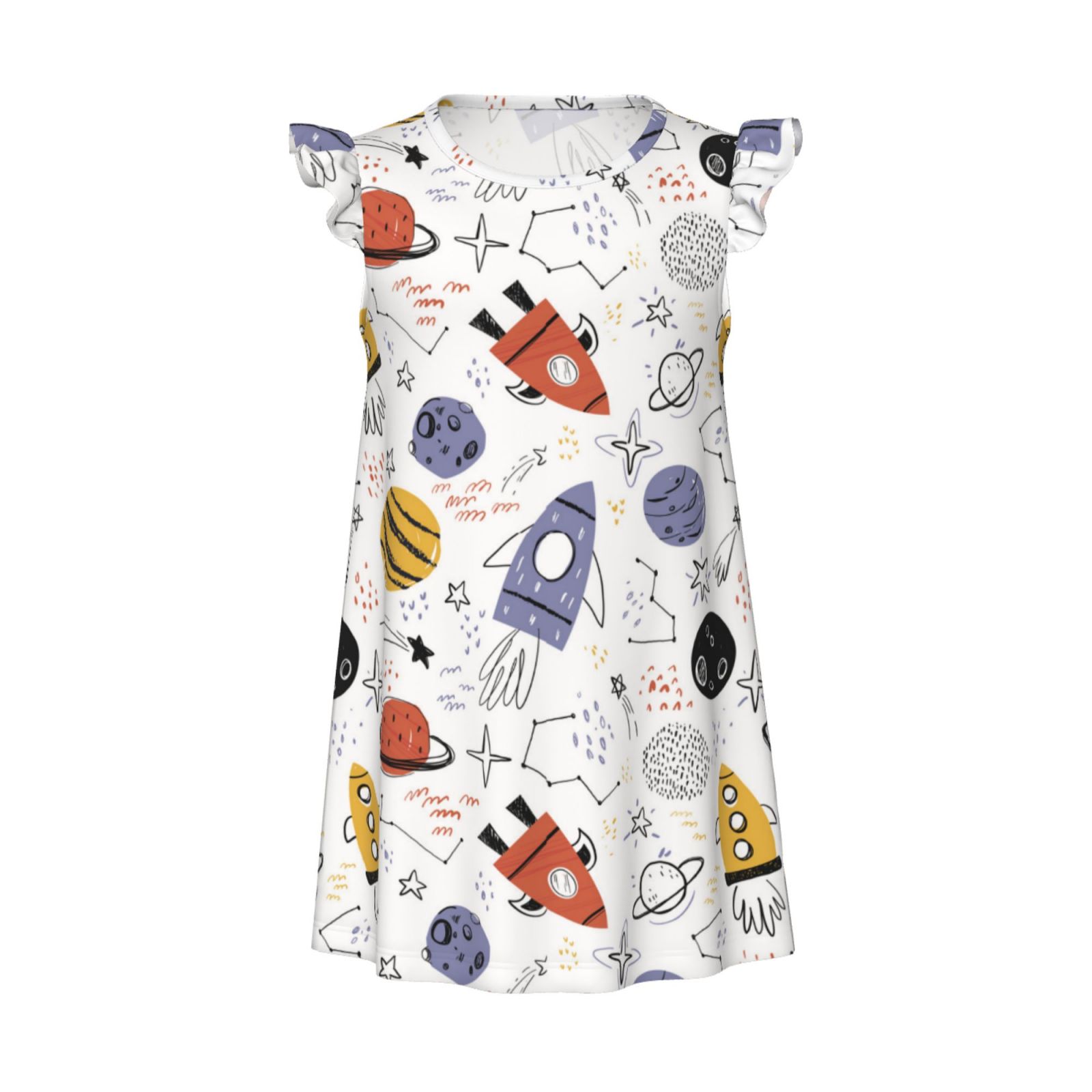 Rocket Planets Girls Nightgowns, Pajamas for Girls, Soft Flutter Short ...