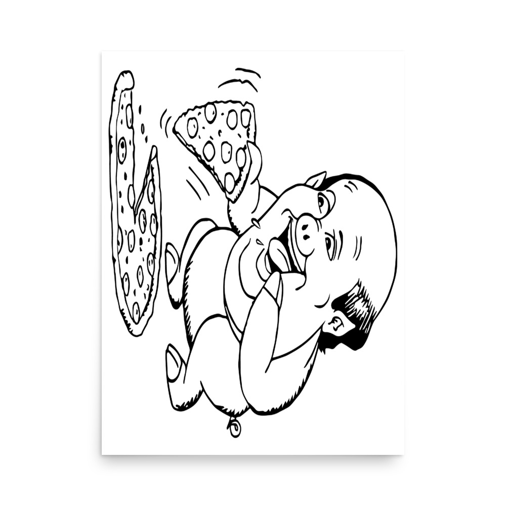 Rocket Prints Kevin Malone Pizza Pig Caricature Office Poster, 18 x 24 ...