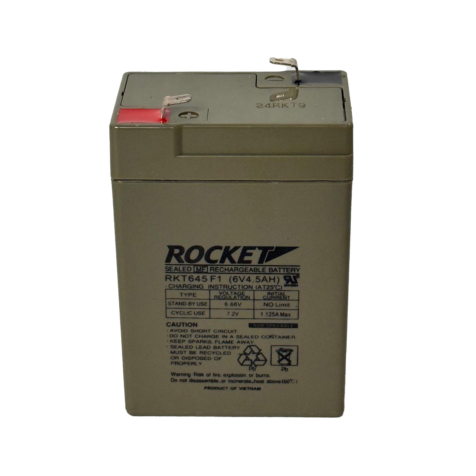 ROCKET RKT645 F1 6V 4.5Ah Sealed Lead Acid (SLA) Rechargeable Battery ...