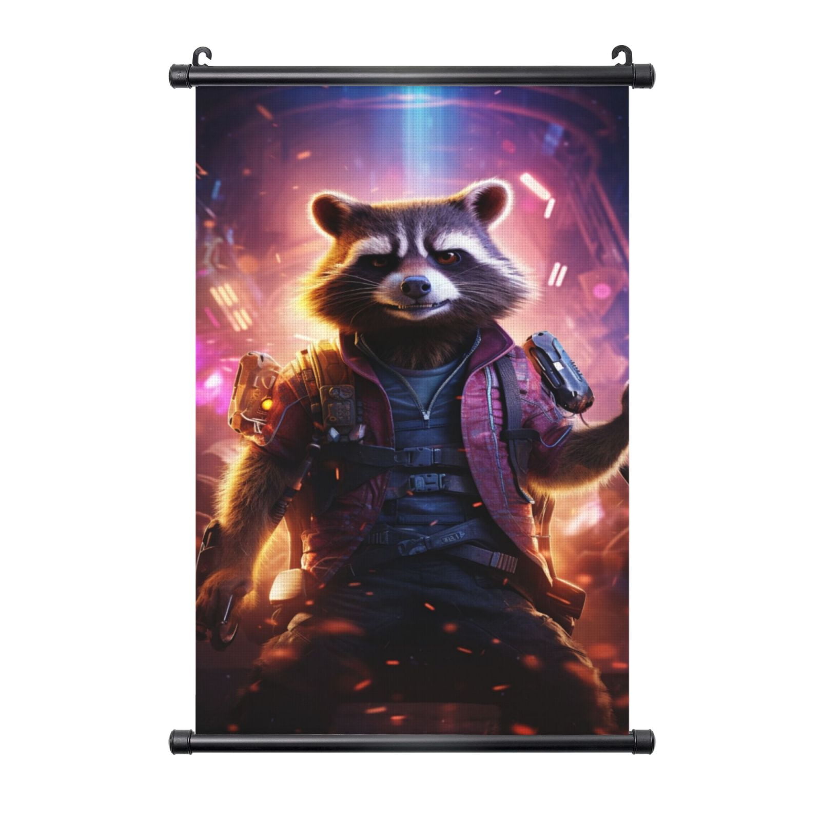 Rocket Raccoon Hanging Poster, Black Plastic Shaft Wall Hanging Posters ...