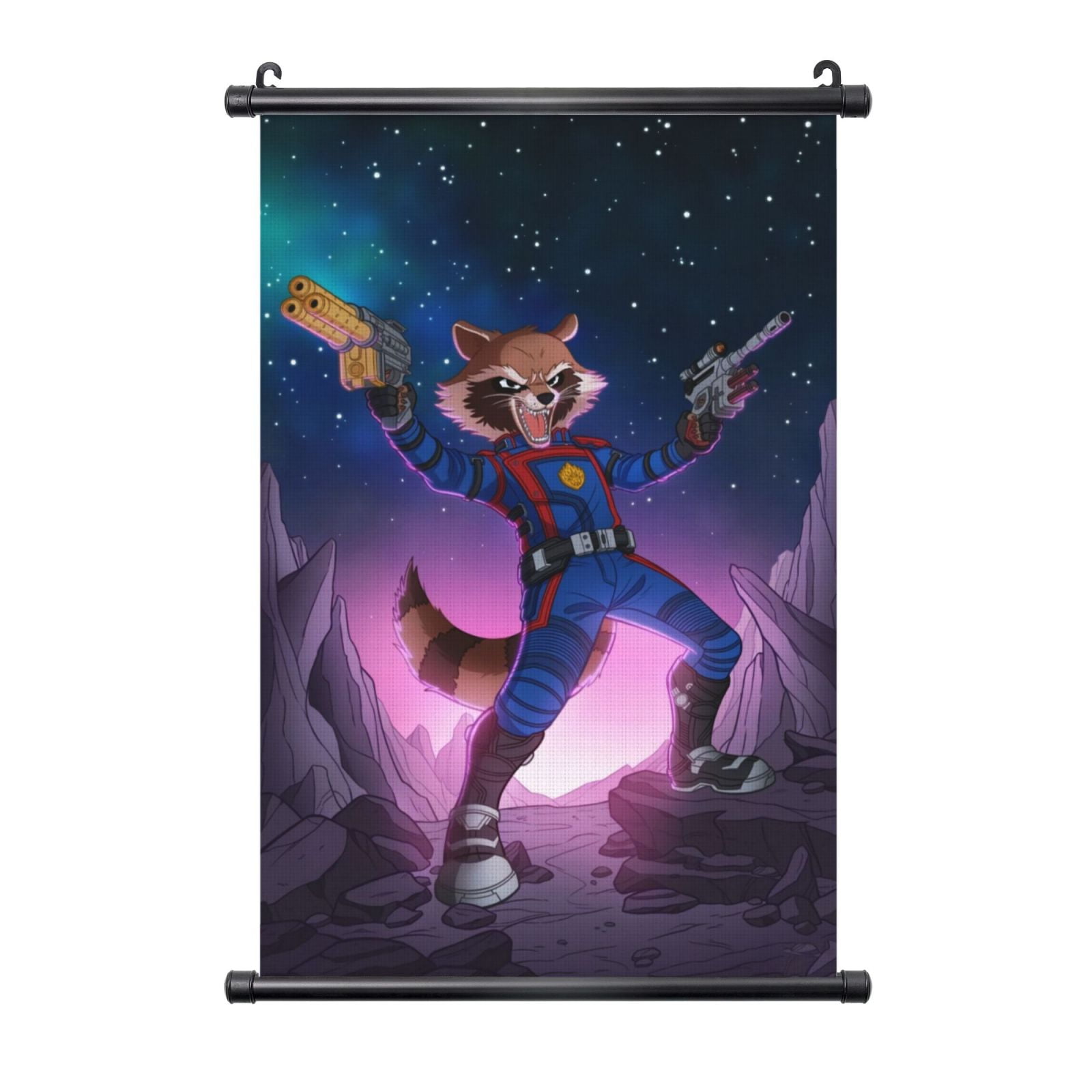 Rocket Raccoon Hanging Poster, Black Plastic Shaft Wall Hanging Posters ...