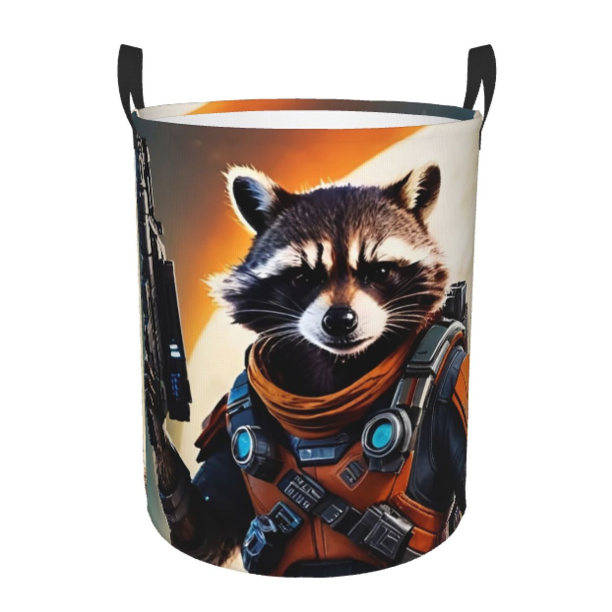 Rocket Raccoon Laundry Hamper With Handle Funny Waterproof Foldable ...