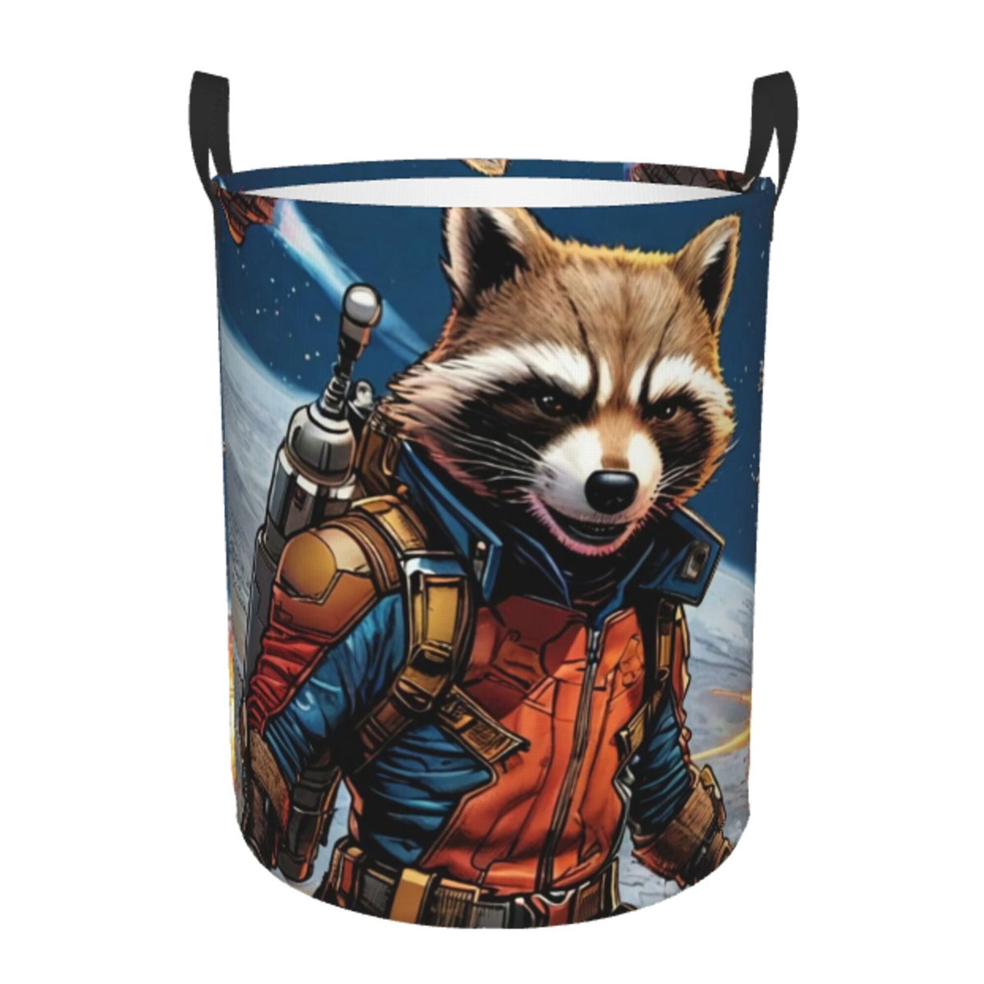 Rocket Raccoon Laundry Hamper With Handle Funny Waterproof Foldable ...