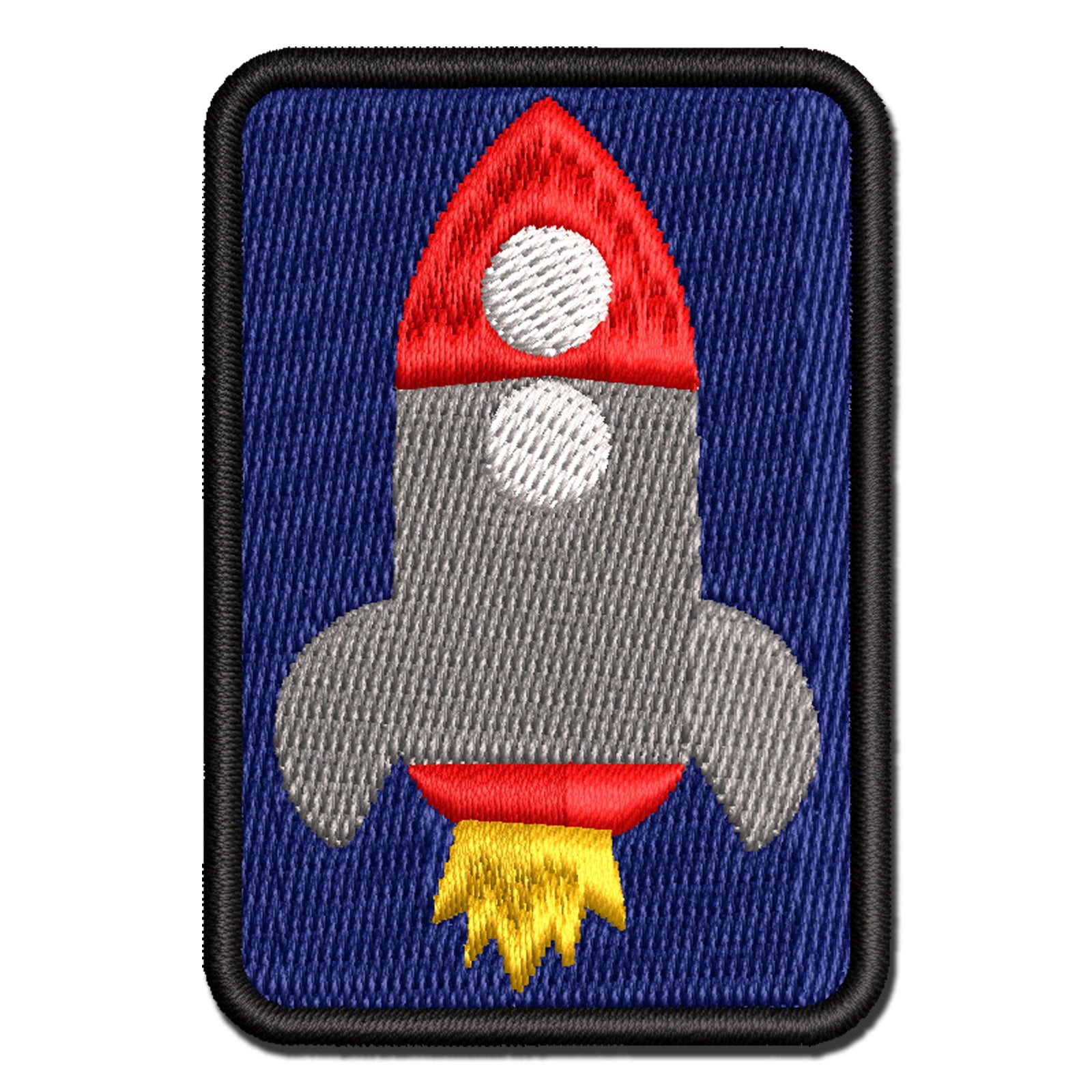 Rocket Ship Doodle Applique Multi-Color Embroidered Hook & Loop Patch ...