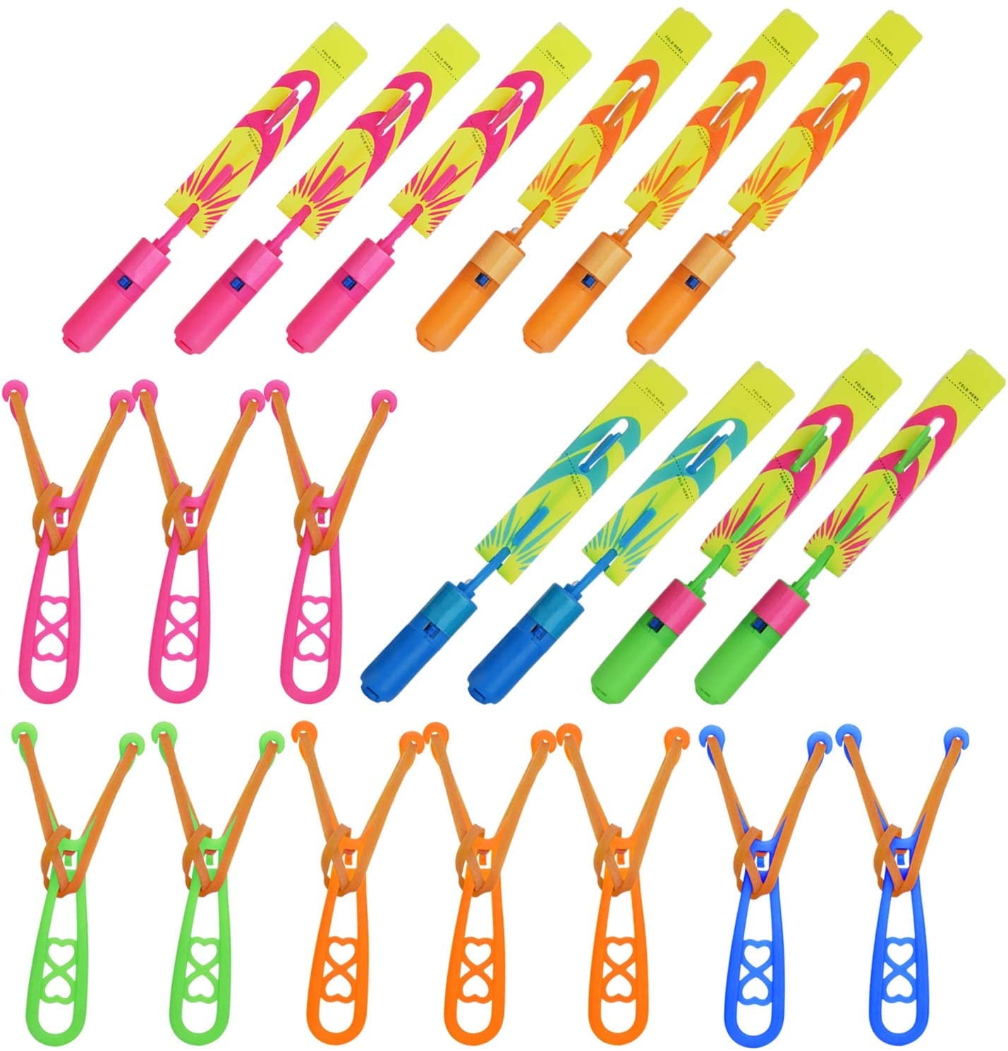 Kiddopark Rocket Slingshot Flying Copters with Led Lights - 10 Pcs ...