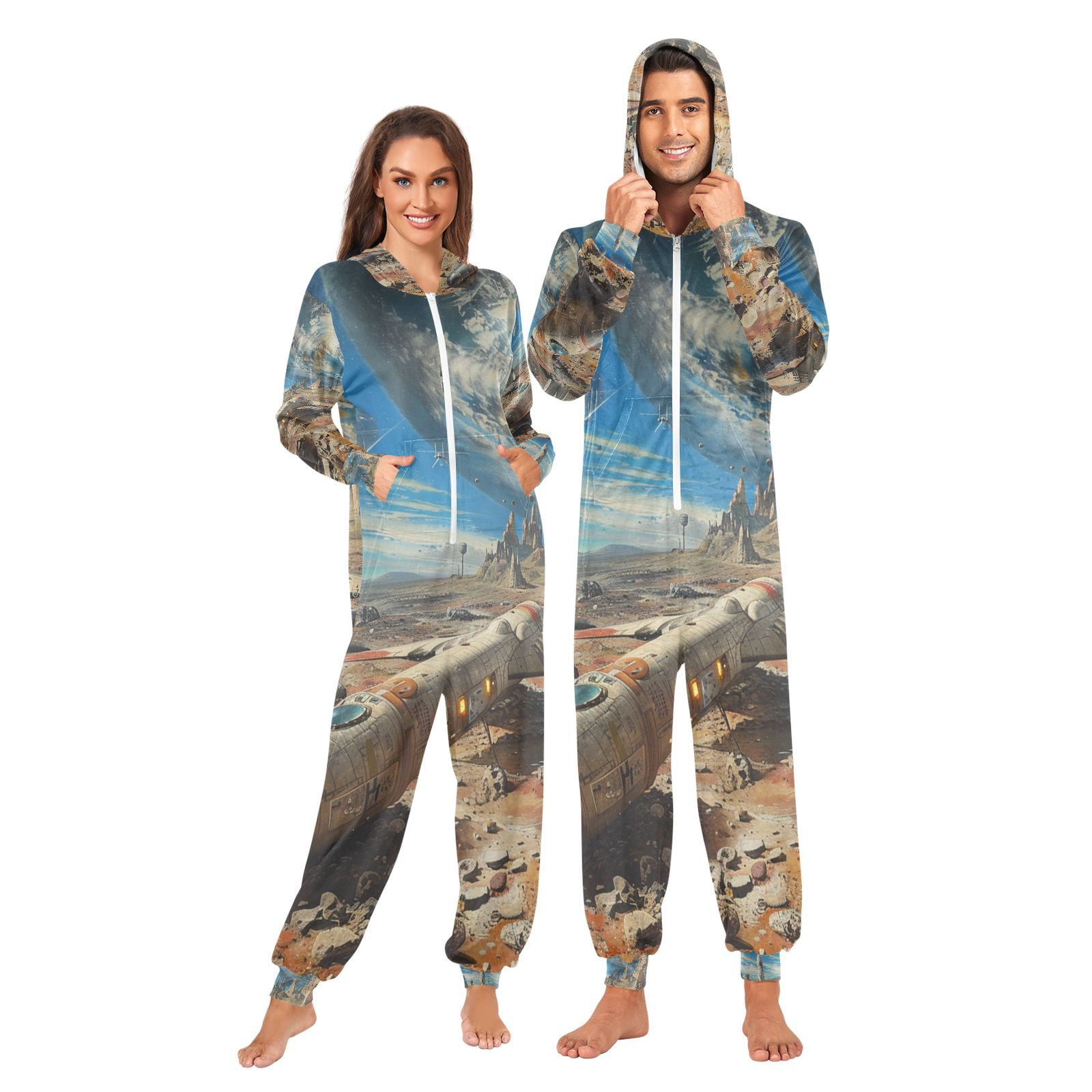 Rocket Space Adult Onesie Pajamas Slim Fit Christmas One Piece Suit Pjs ...