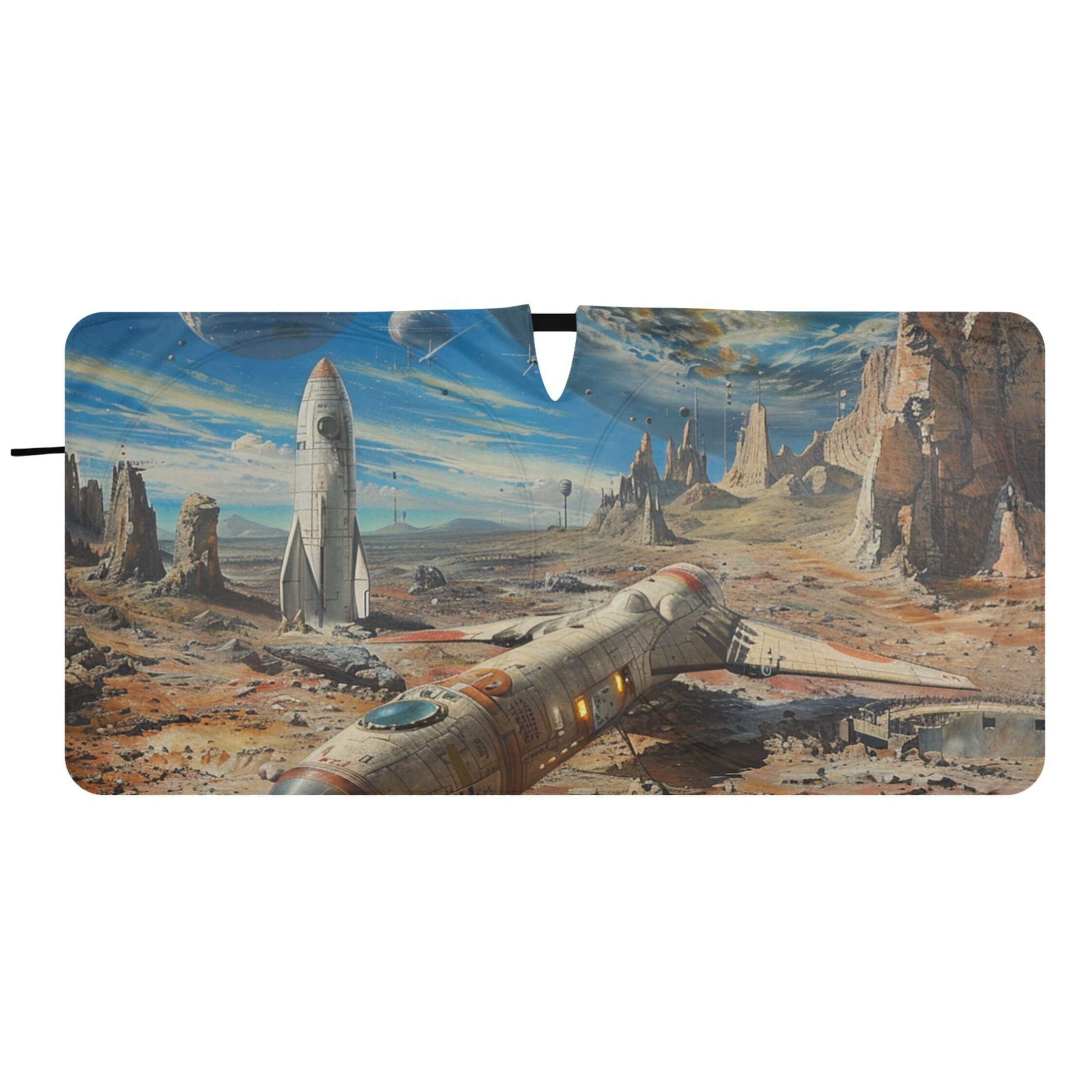 Rocket Space Car Windshield Sun Shade Foldable Front Window Shades ...