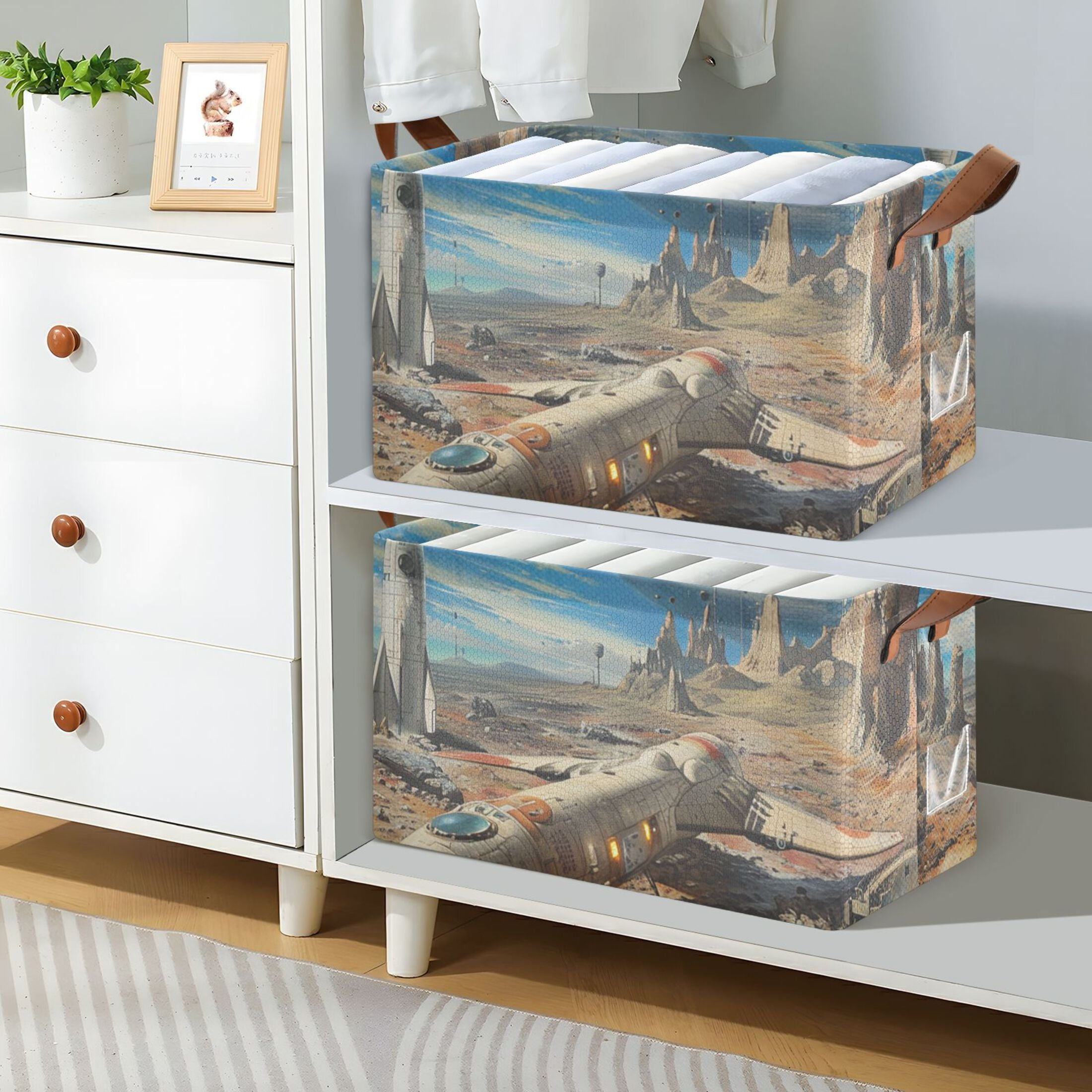 Rocket Space Foldable Storage Large Fabric Storage Baskets Organizer ...