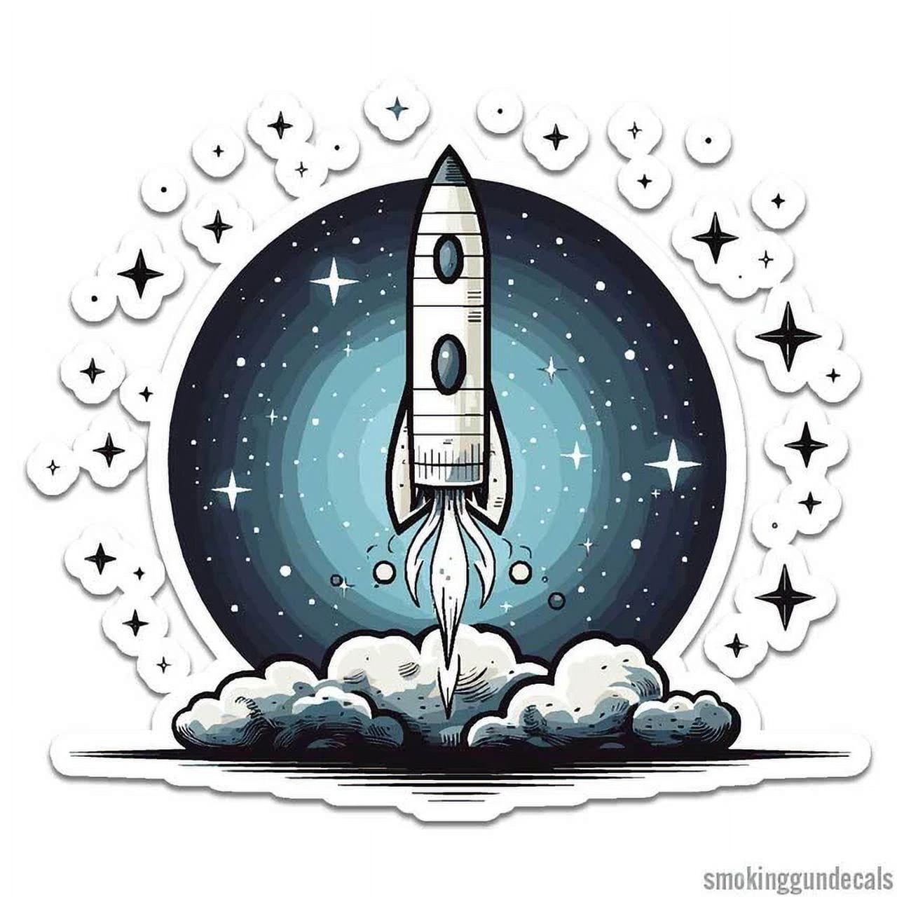 Rocket Space Ship Sticker Indoor Outdoor Phone Decal Water Bottle ...