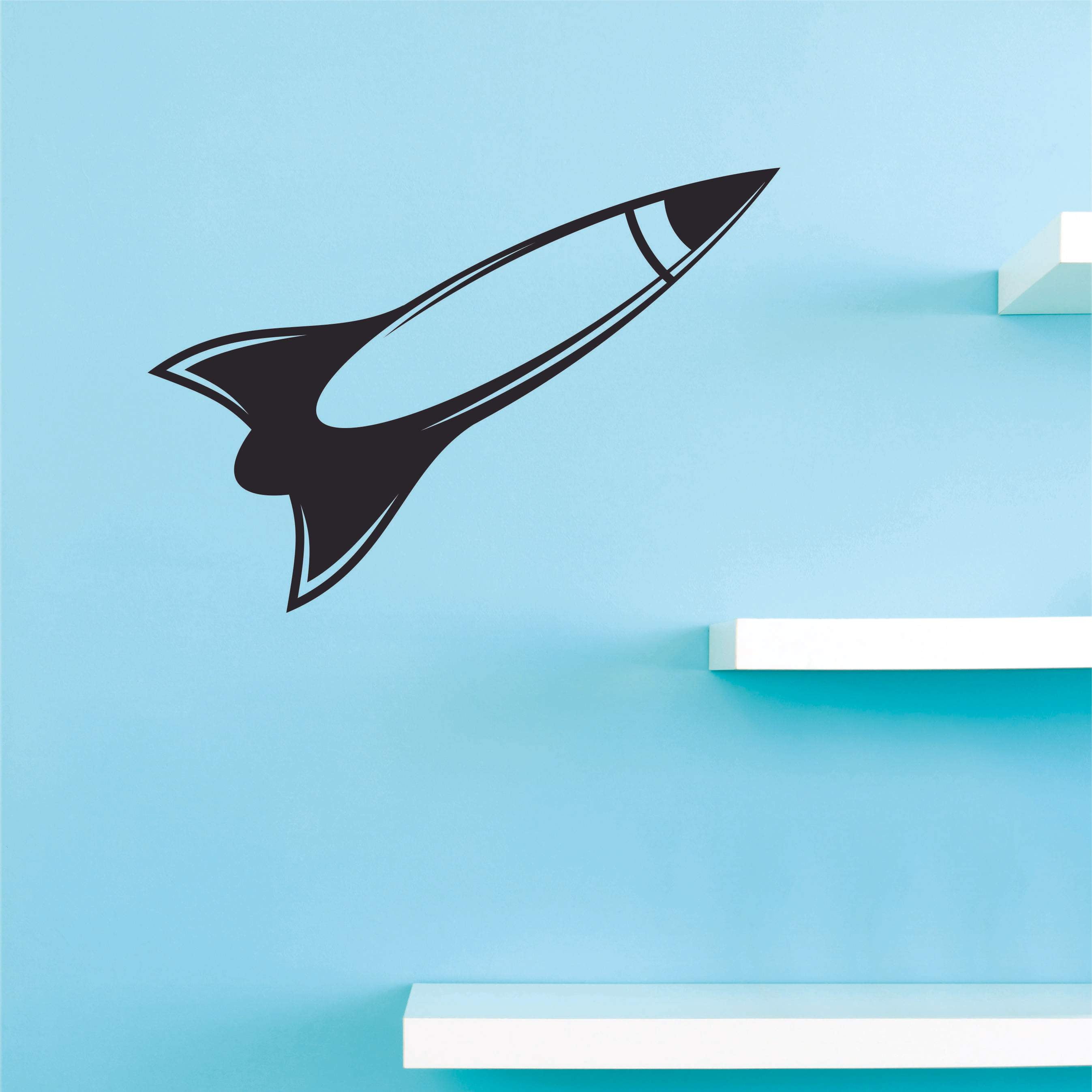 Rocket Space Ship Wall Art Decal | DIY Adhesive for Kids Room Vinyl ...