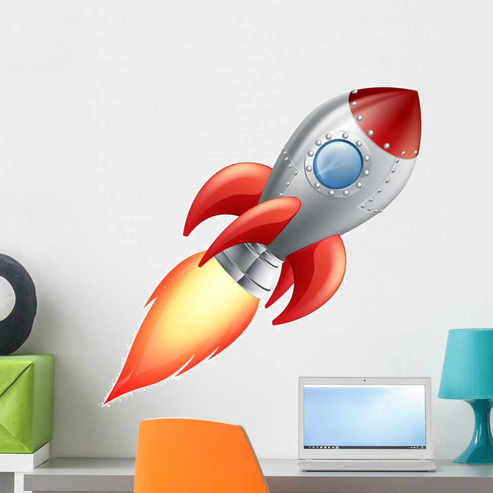 Rocket Space Ship Wall Decal Sticker by Wallmonkeys Vinyl Peel & Stick ...