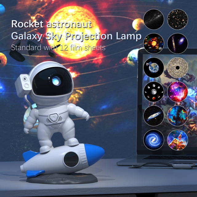 Rocket Spaceman Astronaut Star Projector Night Light Focusing 12 Films ...