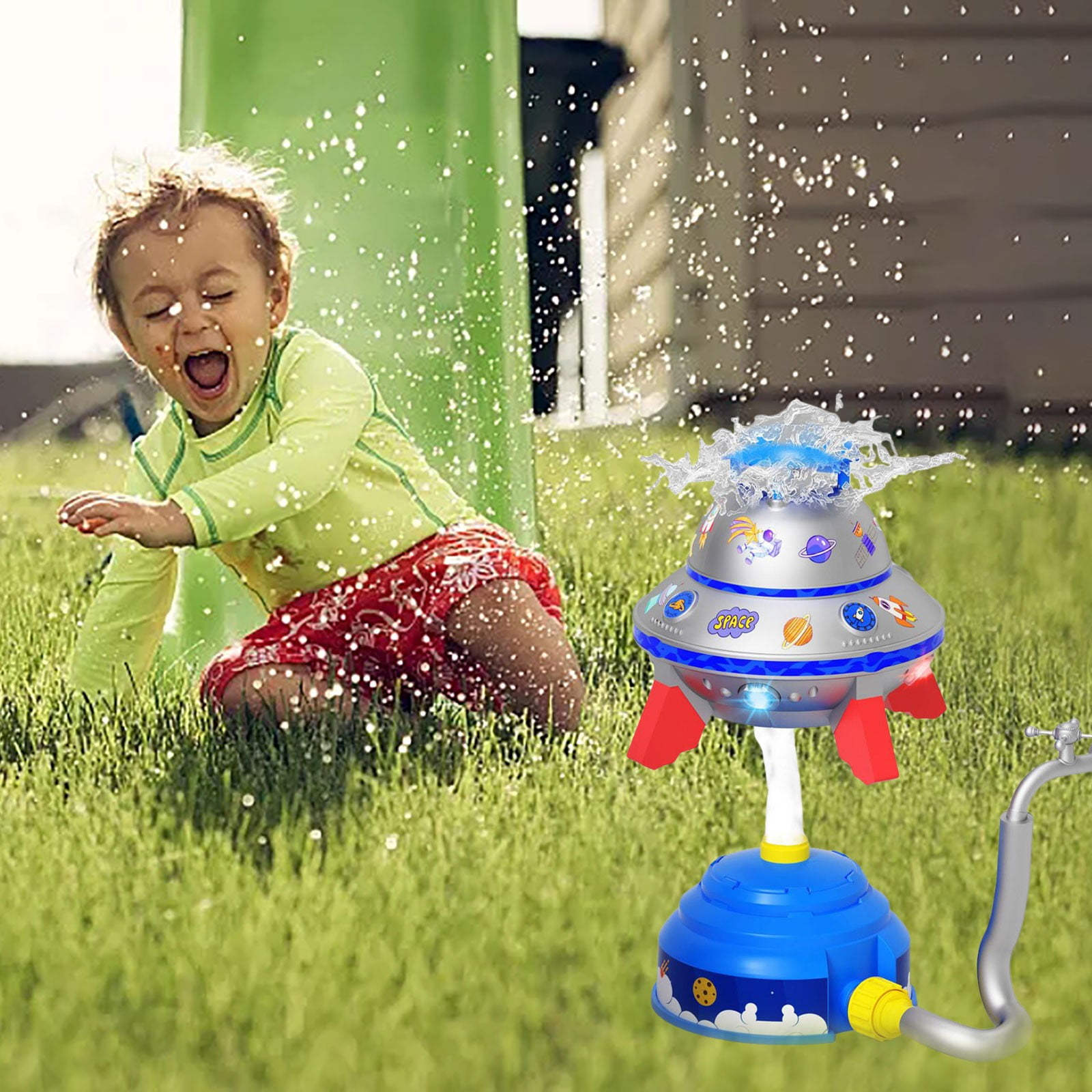 Rocket Sprinkler For Kids UFO Spaceship Water Sprinklers For Outside ...