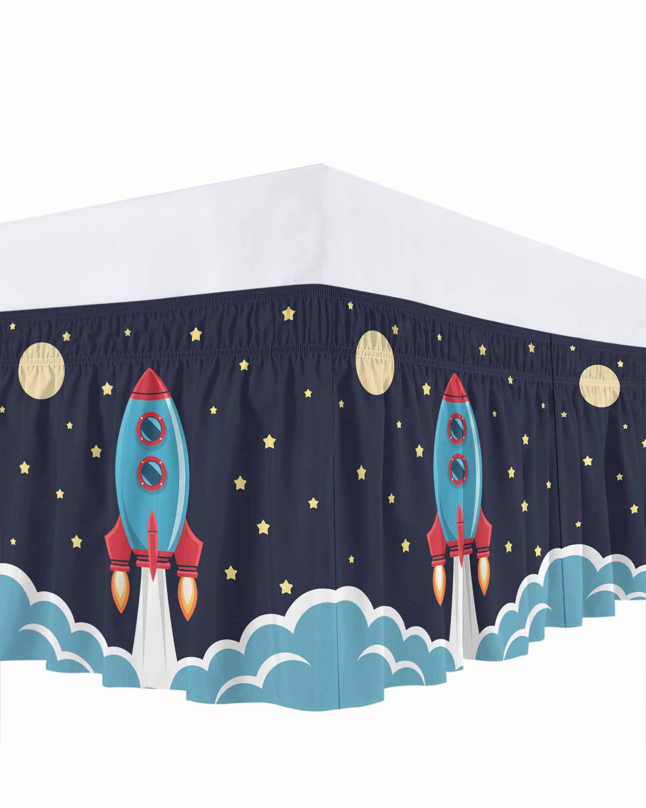 Rocket Stars Ruffle Bed Skirt California King Size Moon Sky Adjustable ...